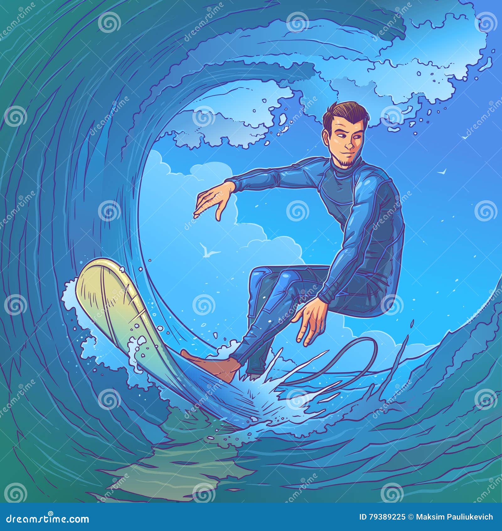 Vector Illustration of a Surfer Stock Vector - Illustration of barrel ...