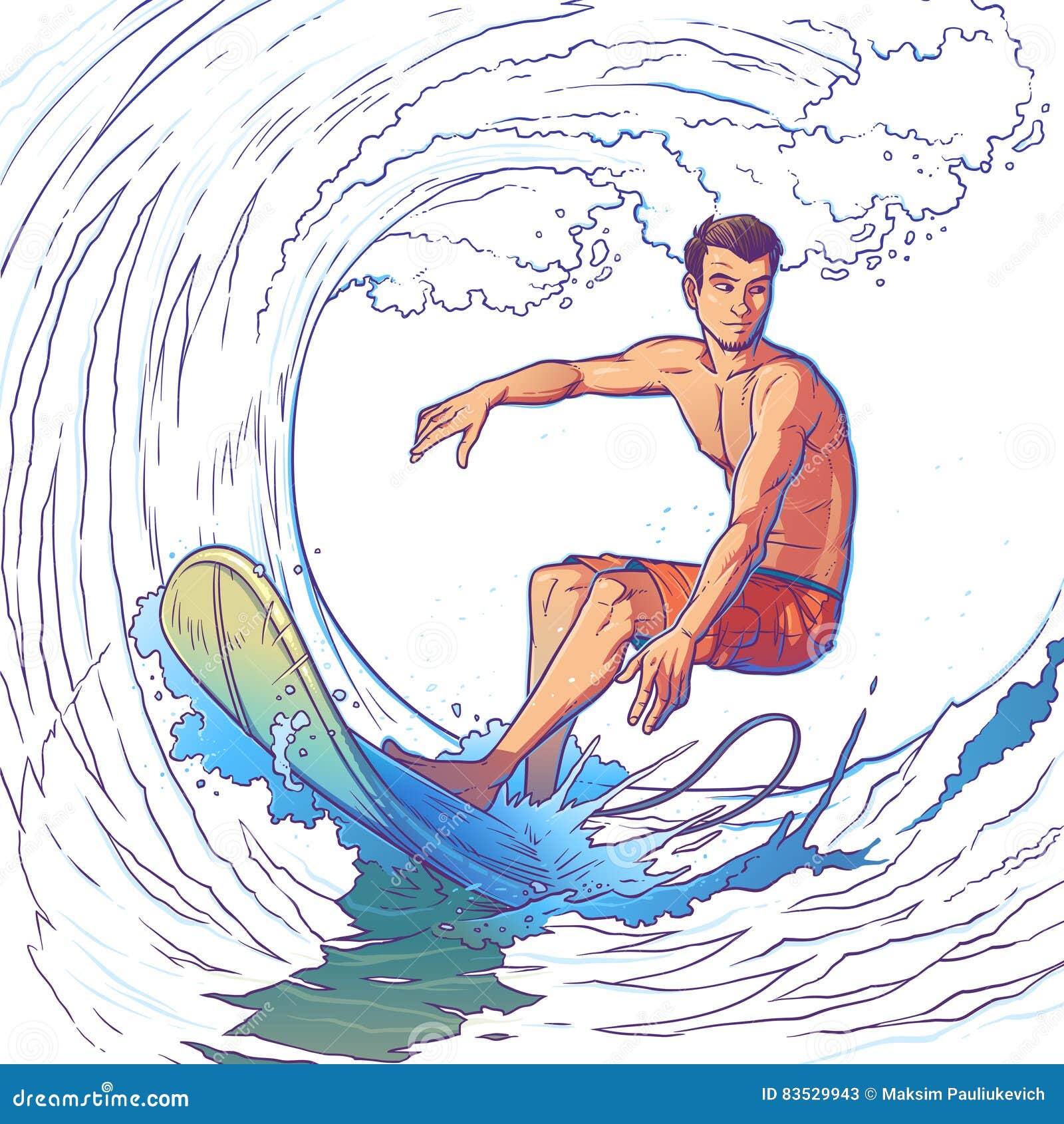 Vector Illustration Of A Surfer Stock Vector Illustration Of Active