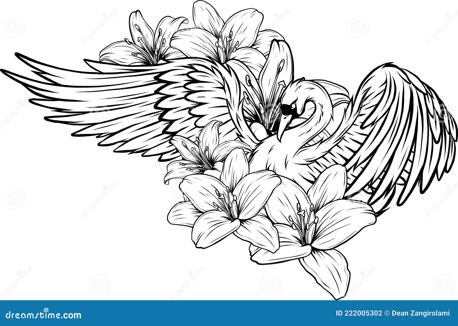 Vector Illustration of Swan with Flower Design Stock Vector ...
