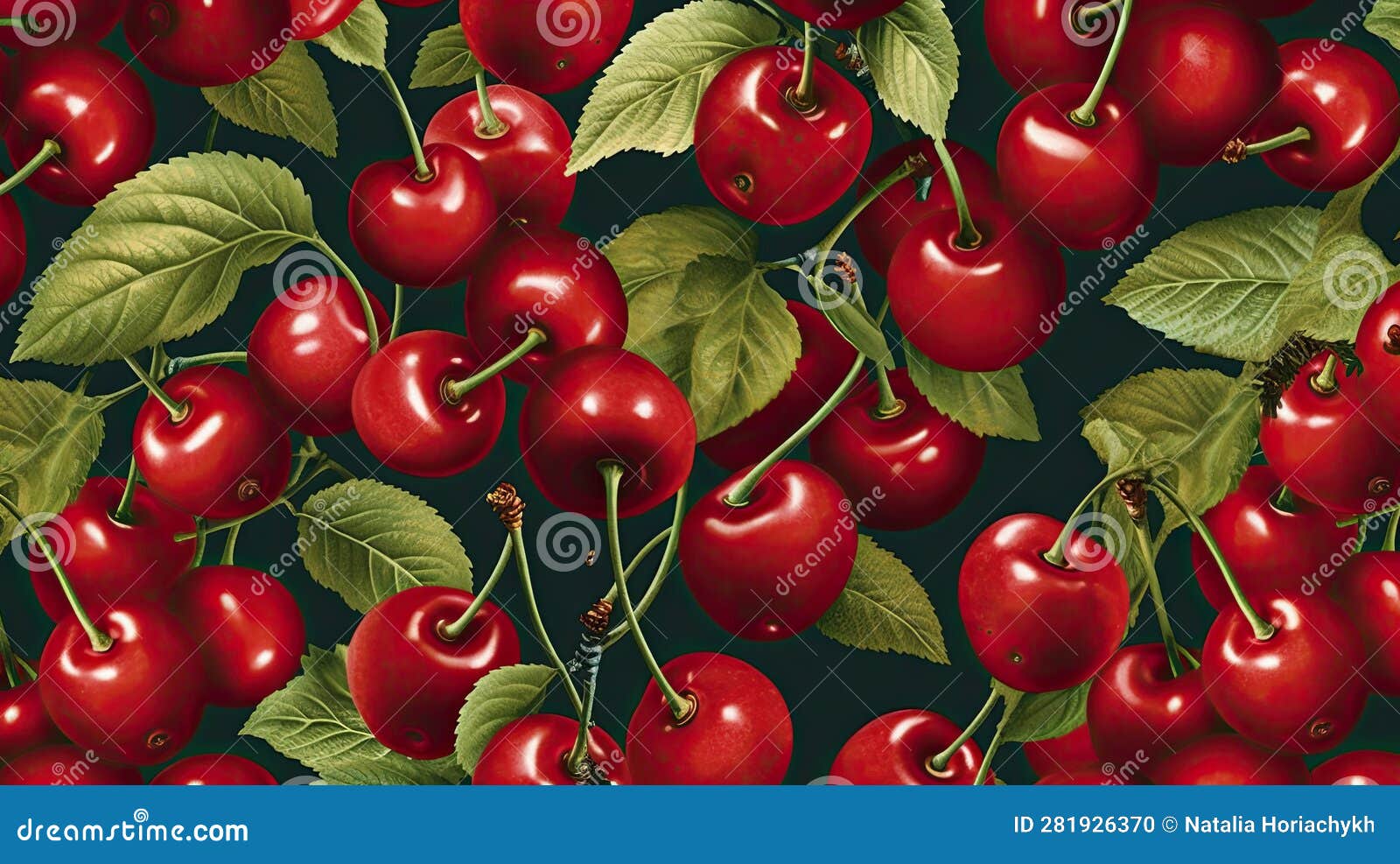Vector Illustration of Sweet Cherry Berries Texture. Cherry Pattern ...