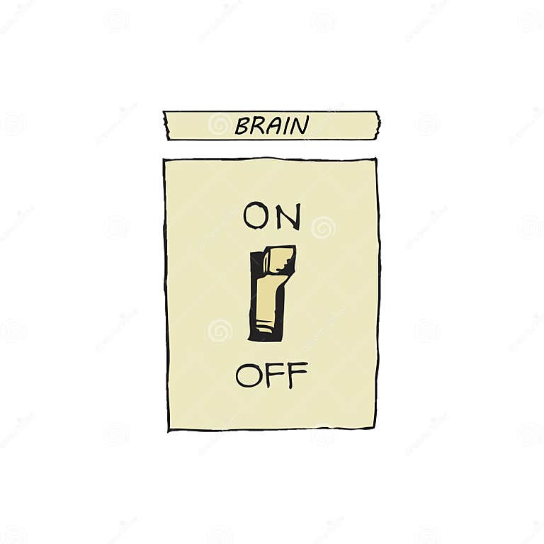 Vector Illustration of a Switch that Turns on and Off the Brains Stock ...