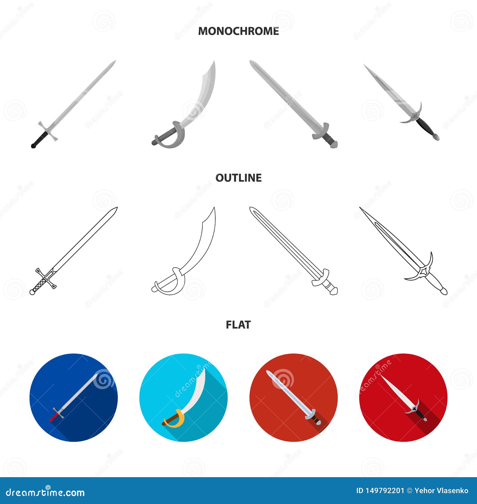 Vector Illustration of Sword and Blade Icon. Collection of Sword and ...