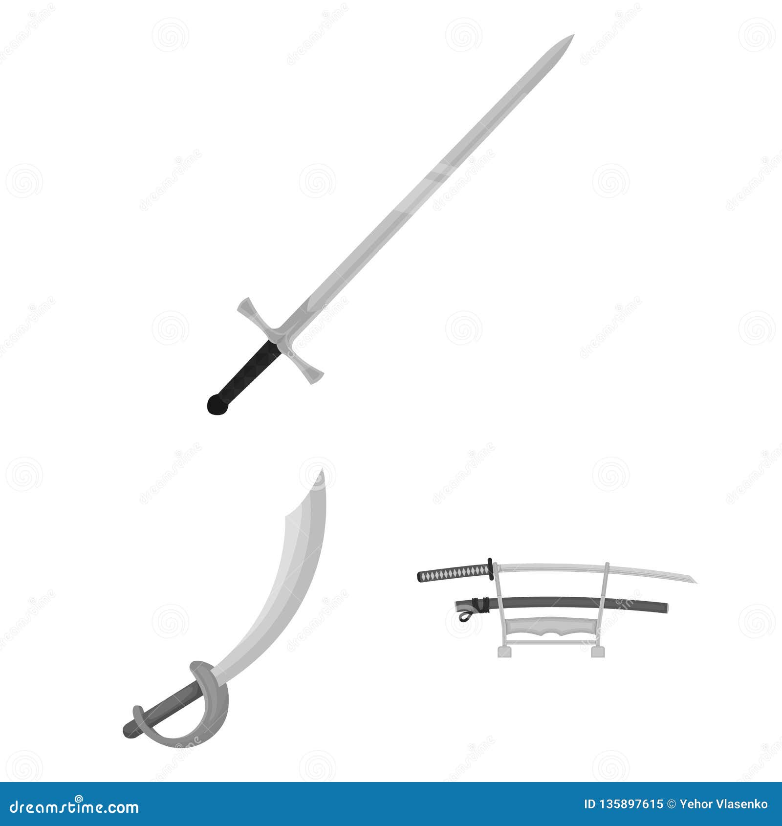 Vector Illustration of Sword and Blade Logo. Set of Sword and Game ...