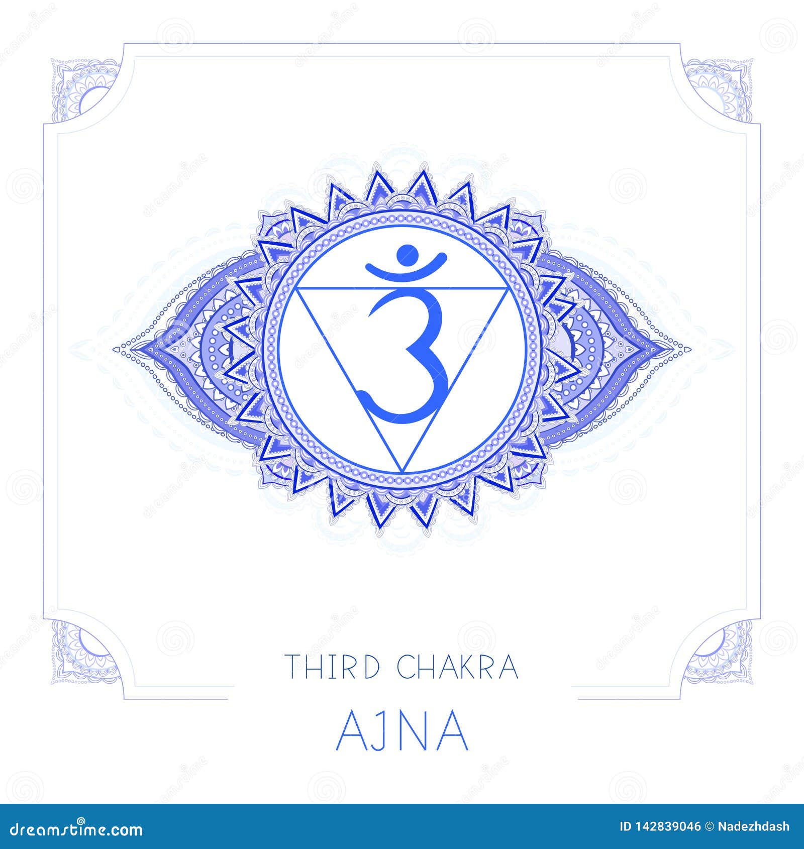 Vector Illustration with Symbol Ajna - Third Eye Chakra and Decorative ...