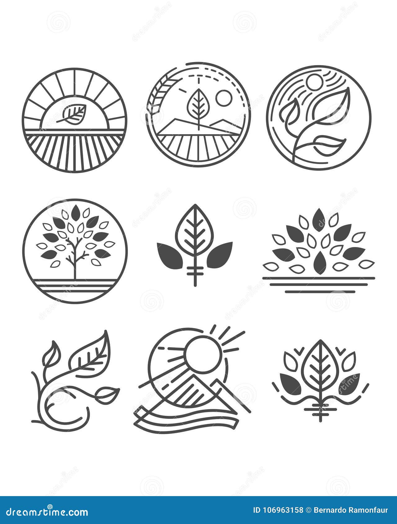 Vector Nature Logos or Symbols Stock Vector - Illustration of sketch ...