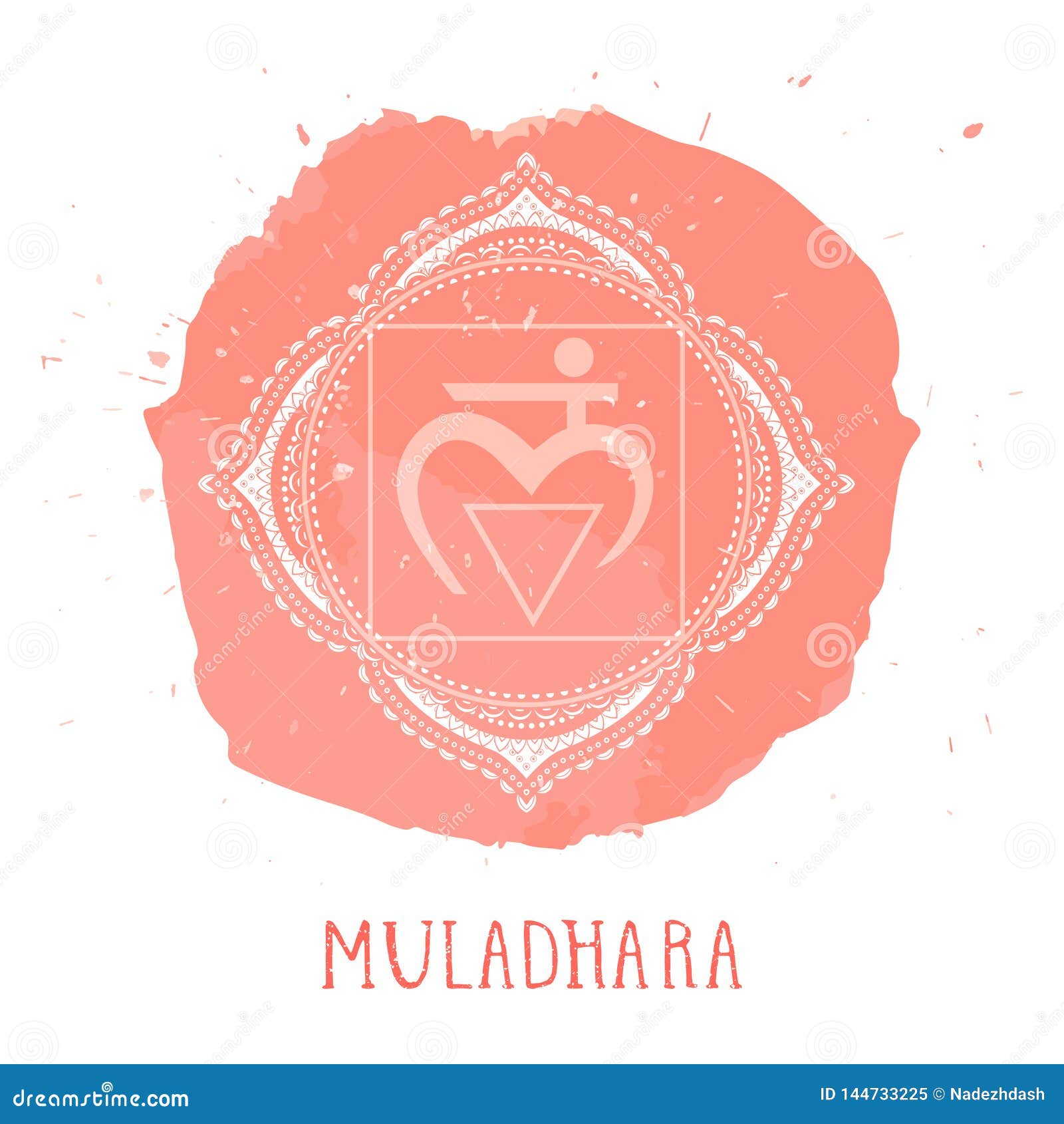 Vector Illustration with Symbol Muladhara - Root Chakra and Watercolor ...