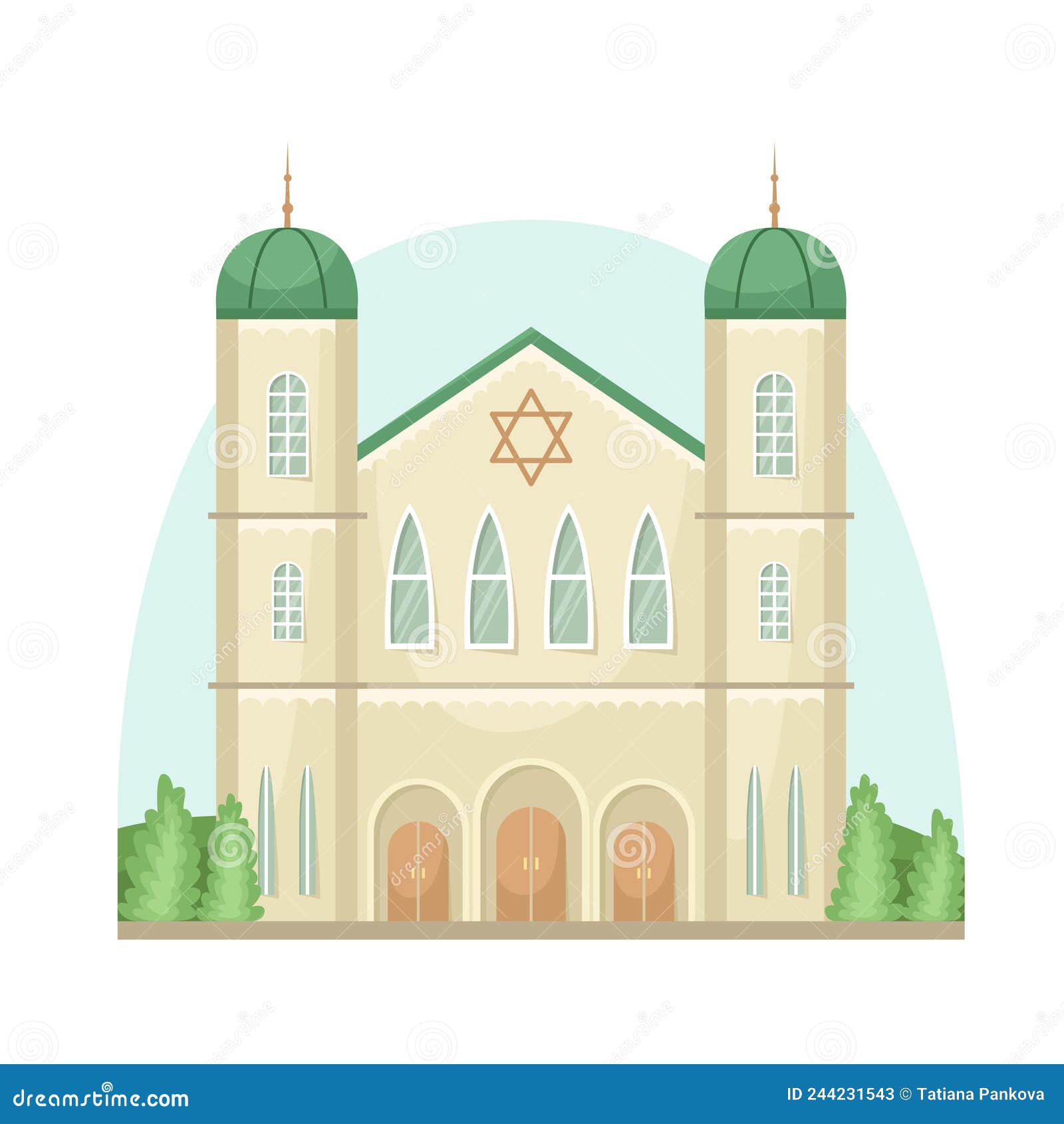 Vector Illustration of a Synagogue. Religious Architectural Building ...
