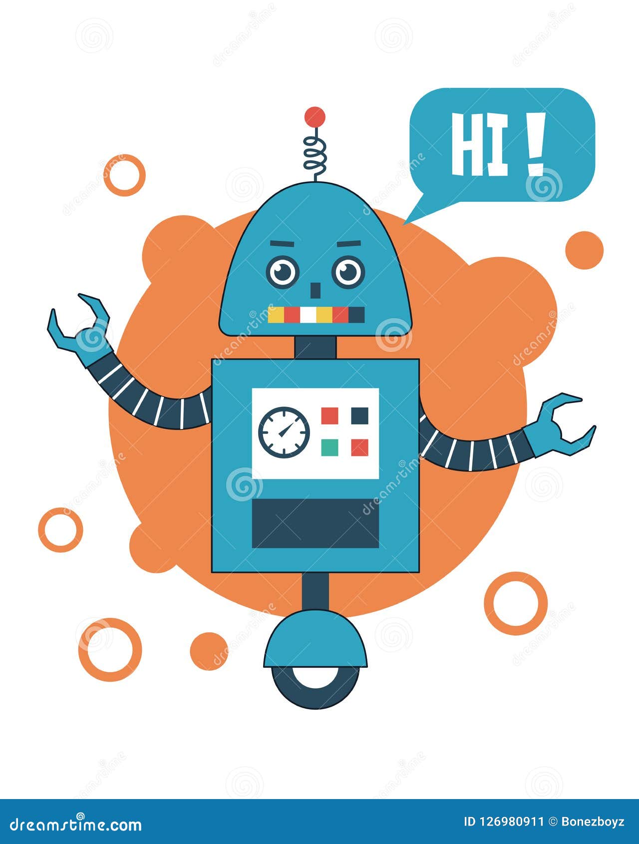 Blue Robot with Speech Bubble Stock Vector - Illustration of mechanical ...