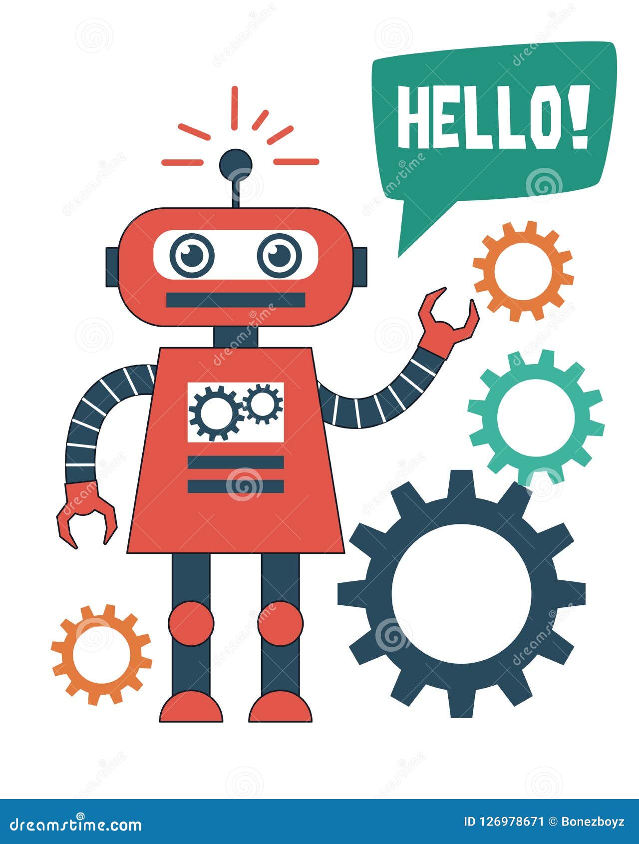 Red Robot with Hello Speech Bubble Stock Vector - Illustration of ...