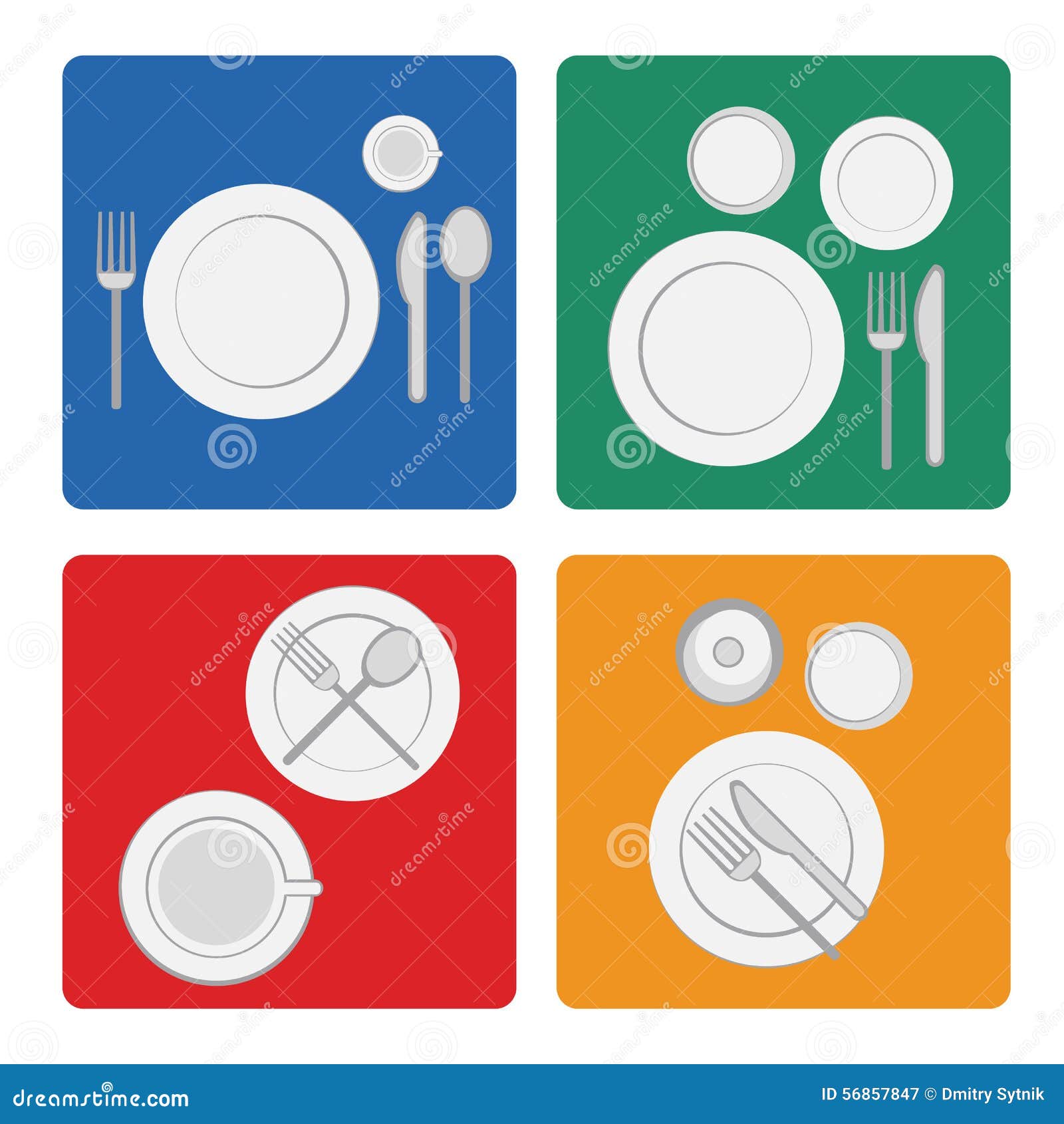Vector Illustration Tableware Serving with Dinnerware and Glass Stock ...