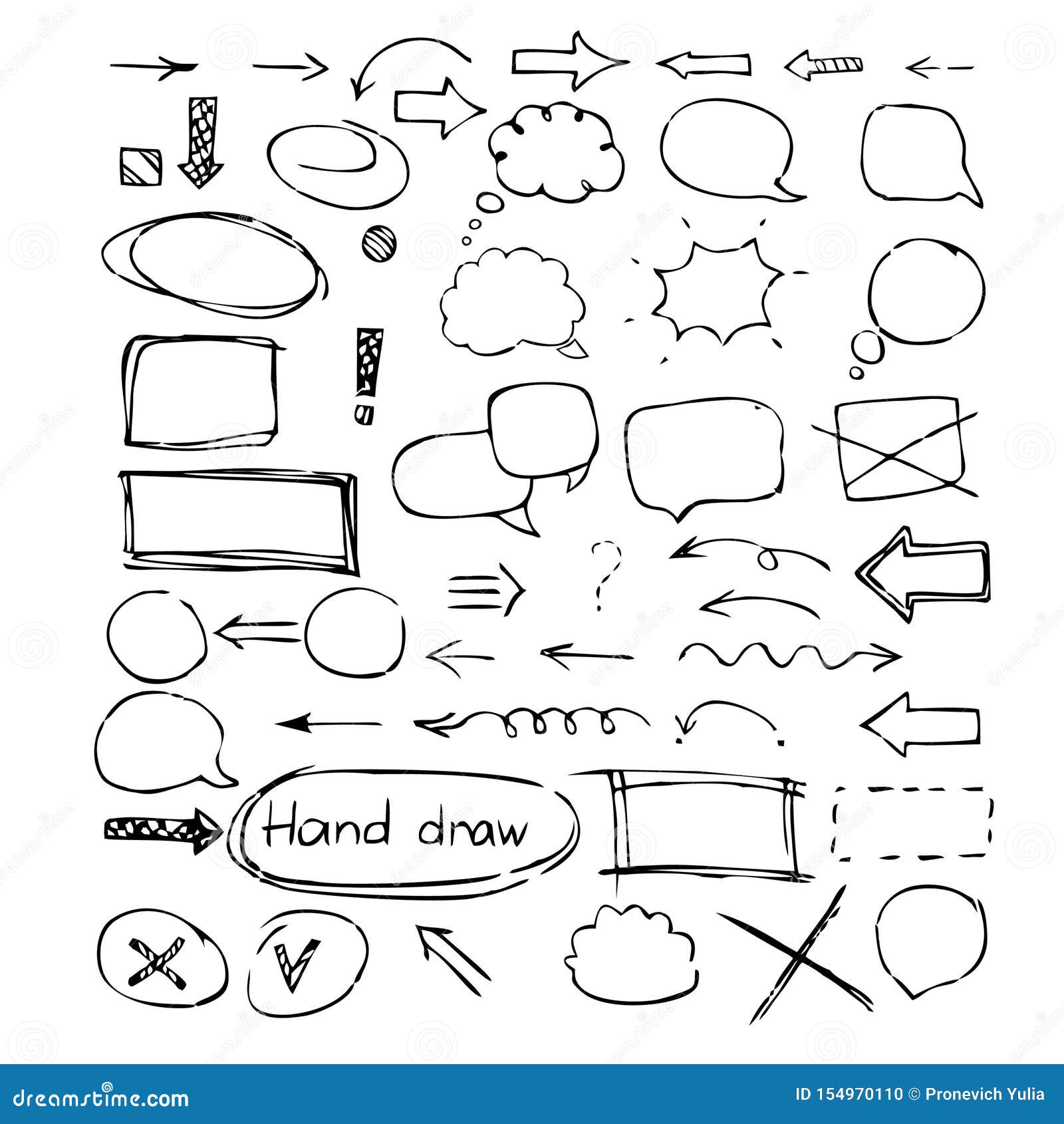 Doodle Arrows, Talk Bubble, Question, Exclamation Mark, Tick, Cross ...