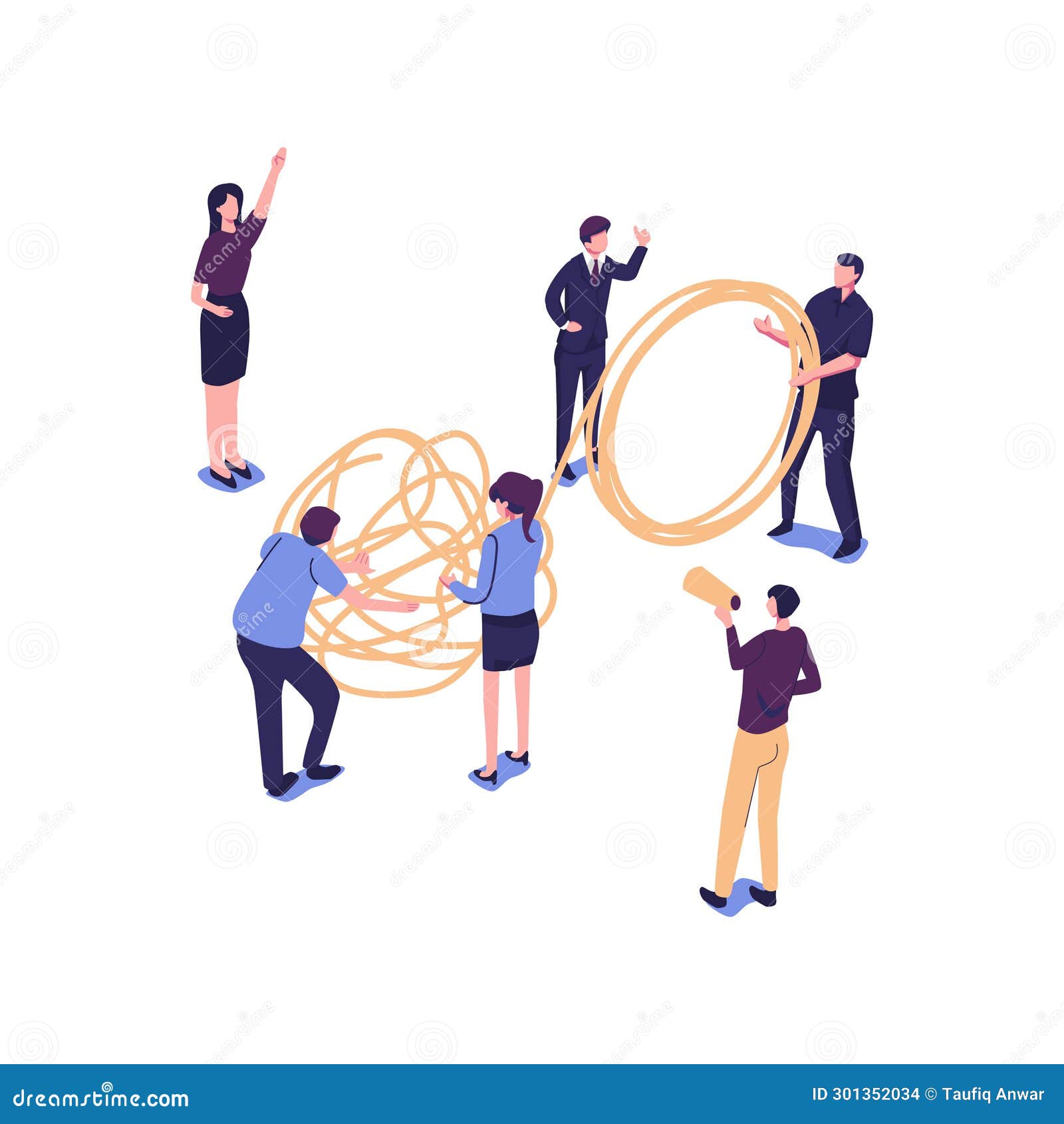 Vector Illustration, Tangle Tangled and Unraveled. Abstract Metaphor ...