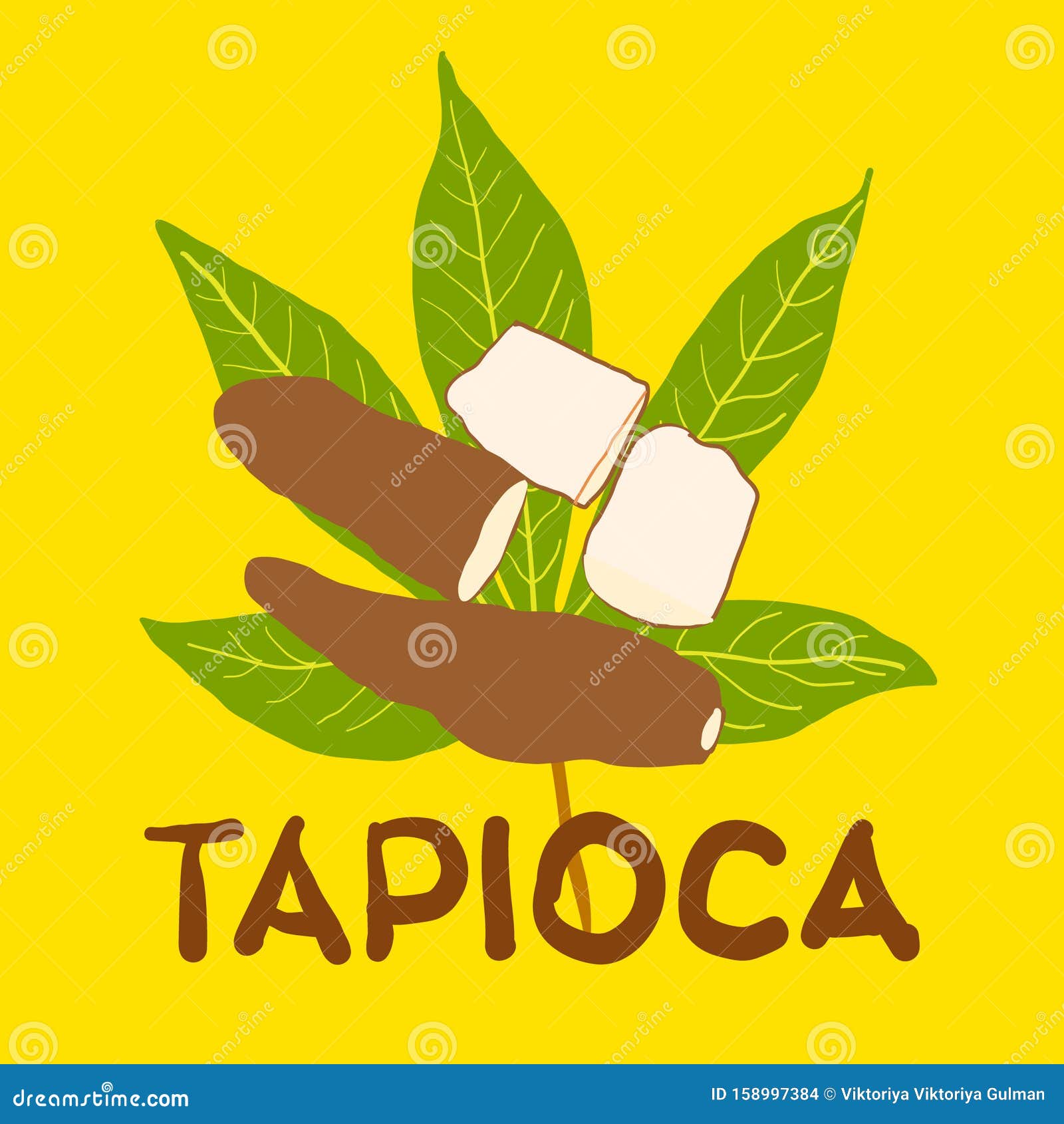 Cassava. Fruit, Leaves. Background, Wallpaper, Texture, Seamless Vector ...