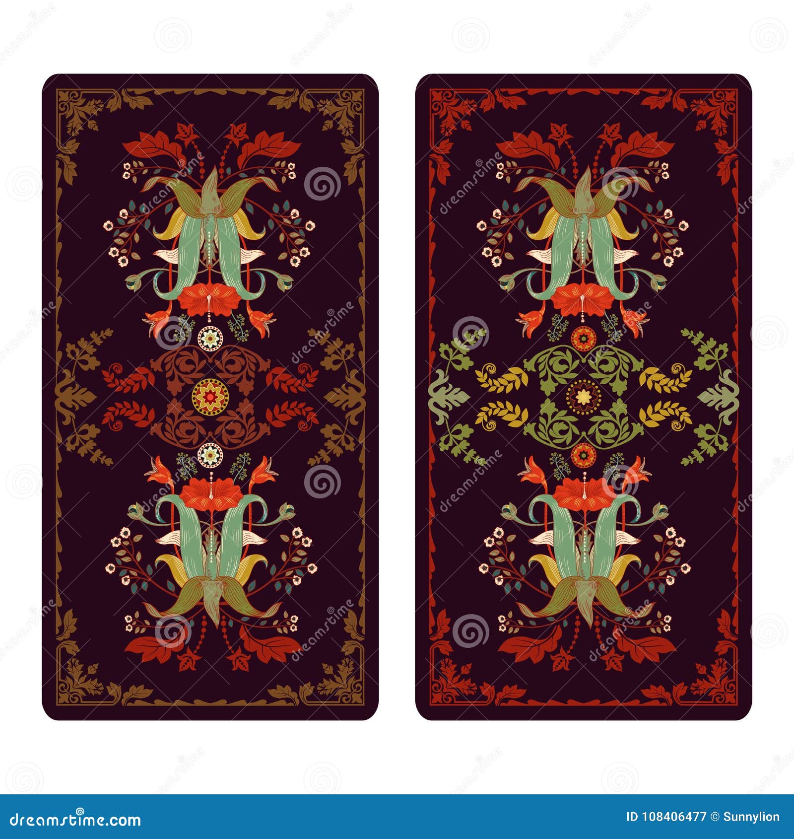 Vector Illustration For Tarot And Playing Cards. Template For ...