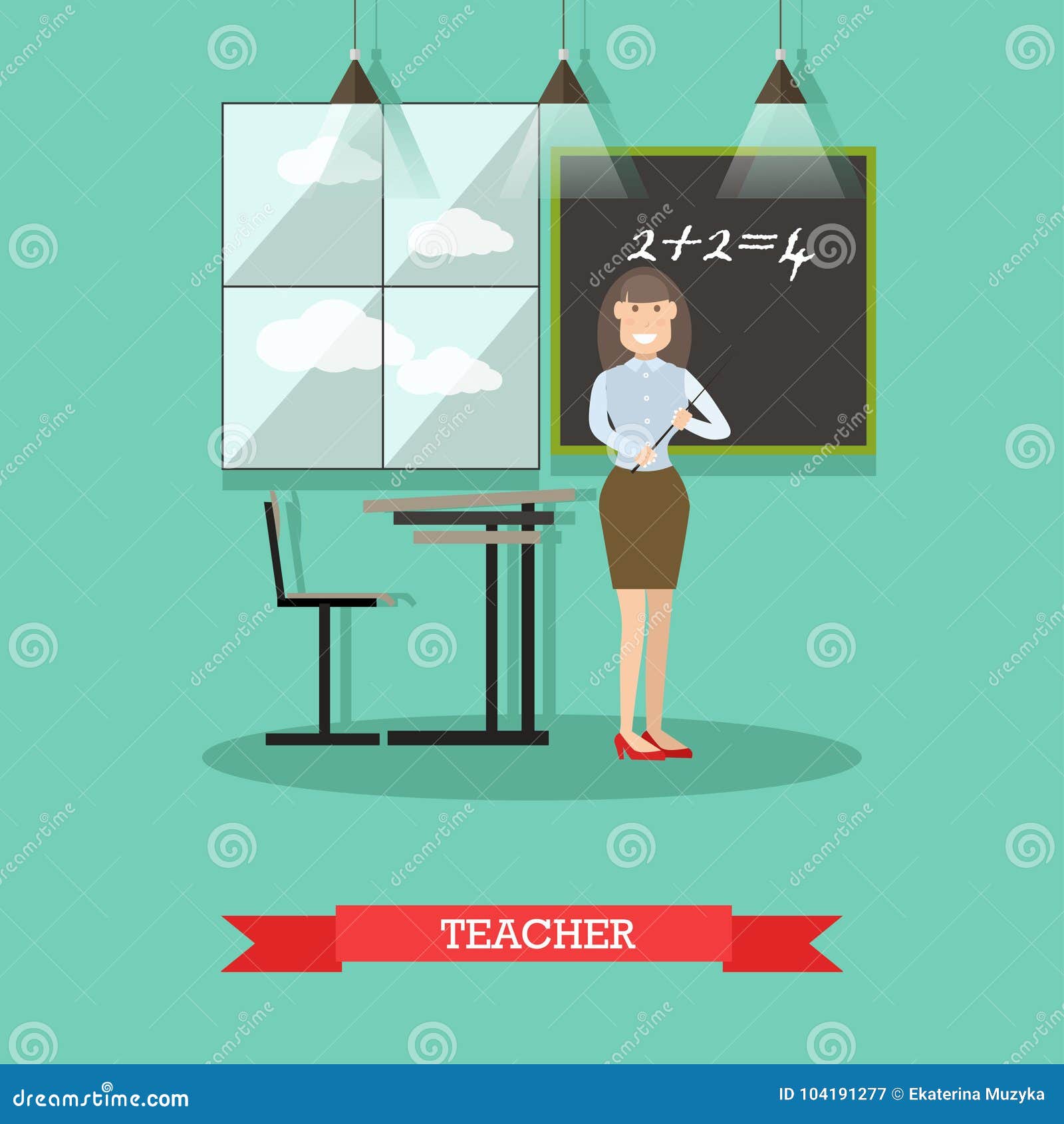 School Teacher Vector Illustration in Flat Style Stock Vector ...