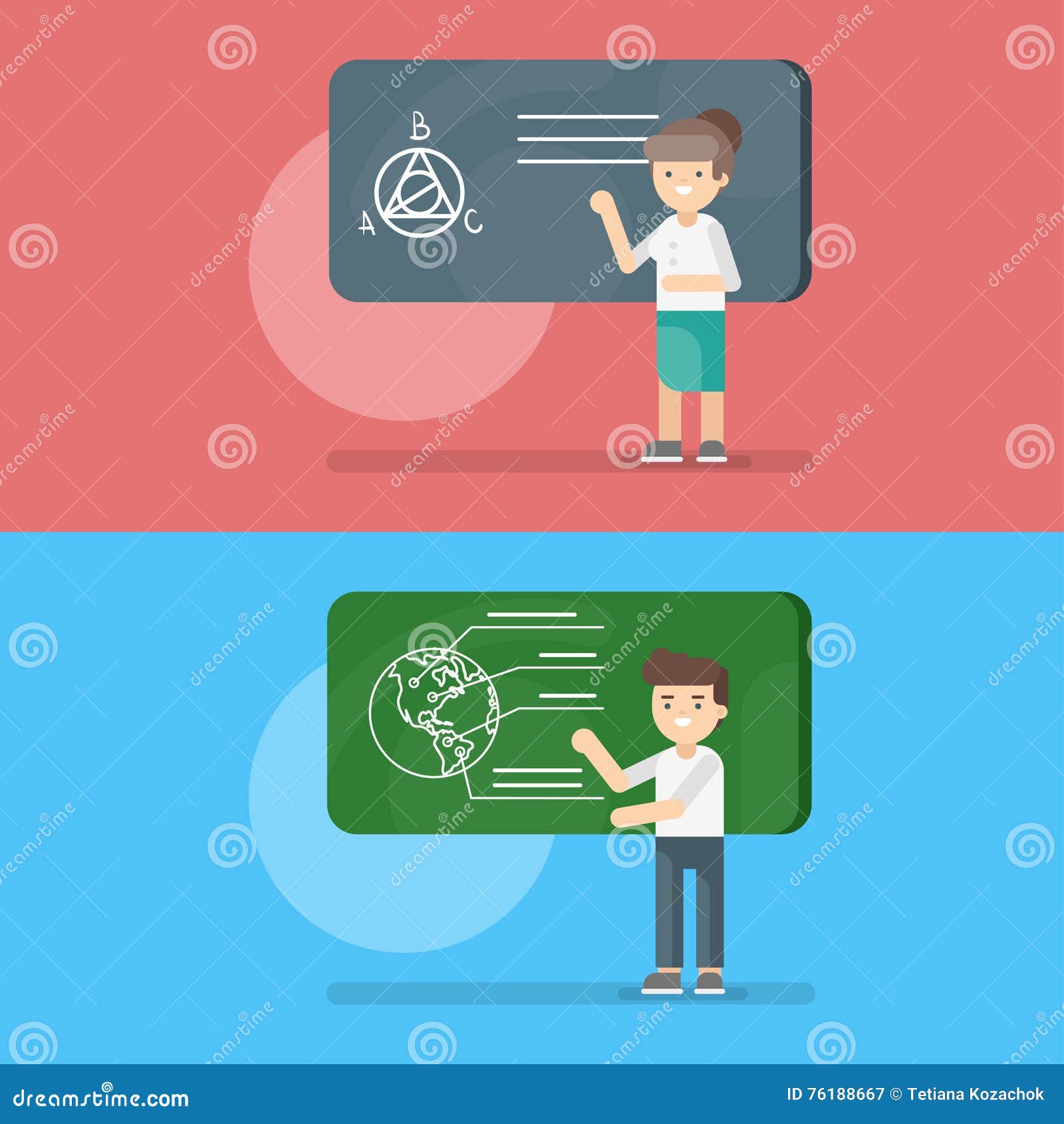 Vector Illustration of Teacher at the Lesson of Geometry and Geography ...