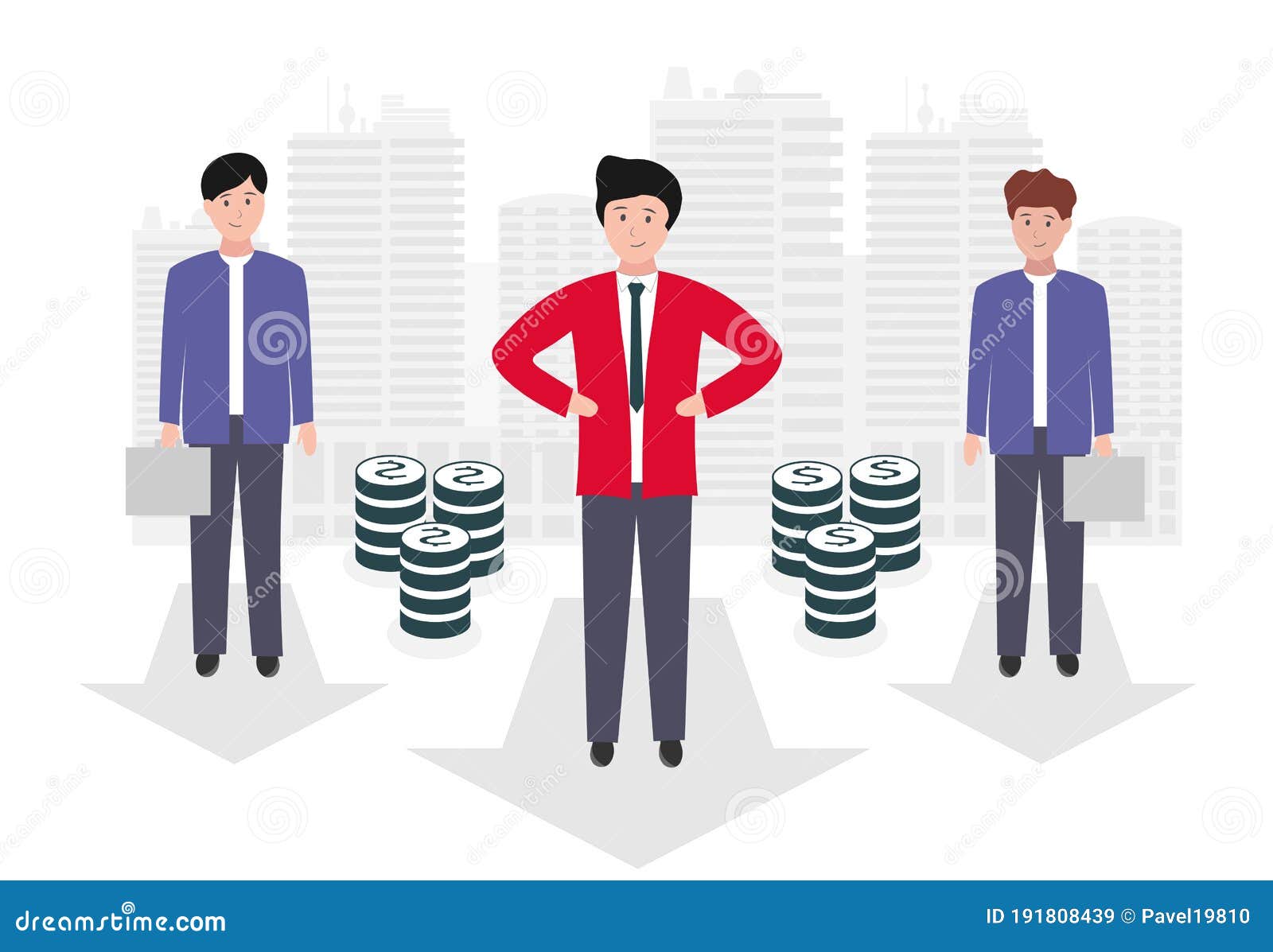 Vector Illustration of a Team of Young Businessmen Developing Business ...