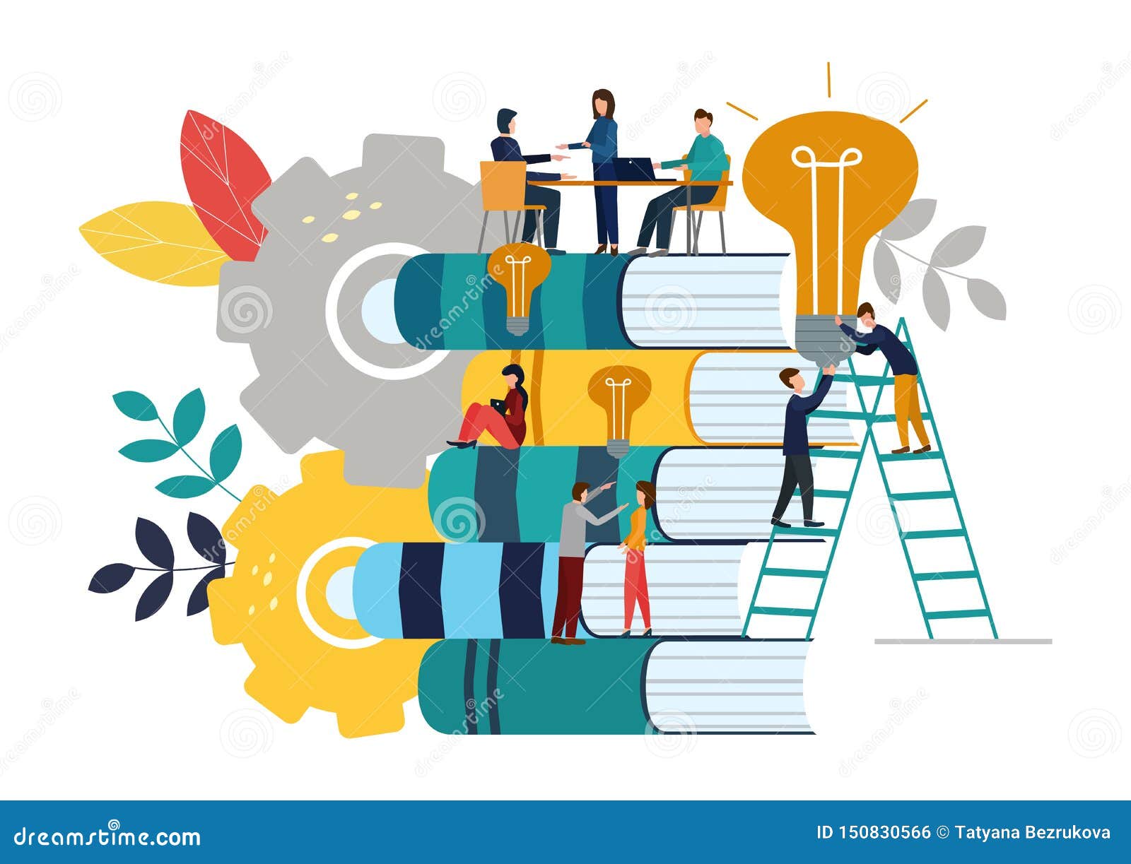 Vector Illustration, Teamwork, Employees Caught the Idea, Searching for ...