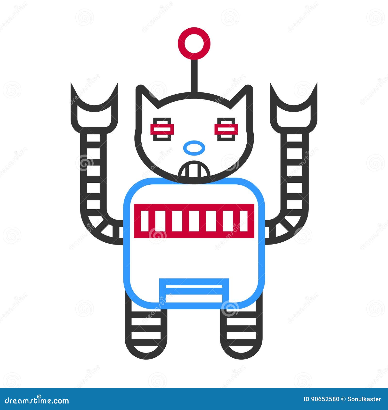 Vector Illustration of Technological Device in Flat Style, Domestic Cat ...