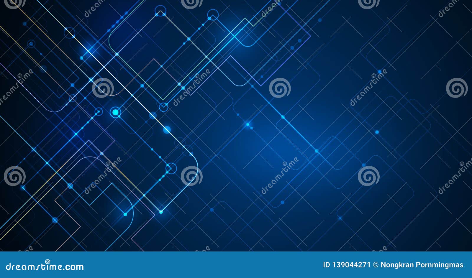 Vector Illustration Technology with Line Pattern Over Dark Blue ...