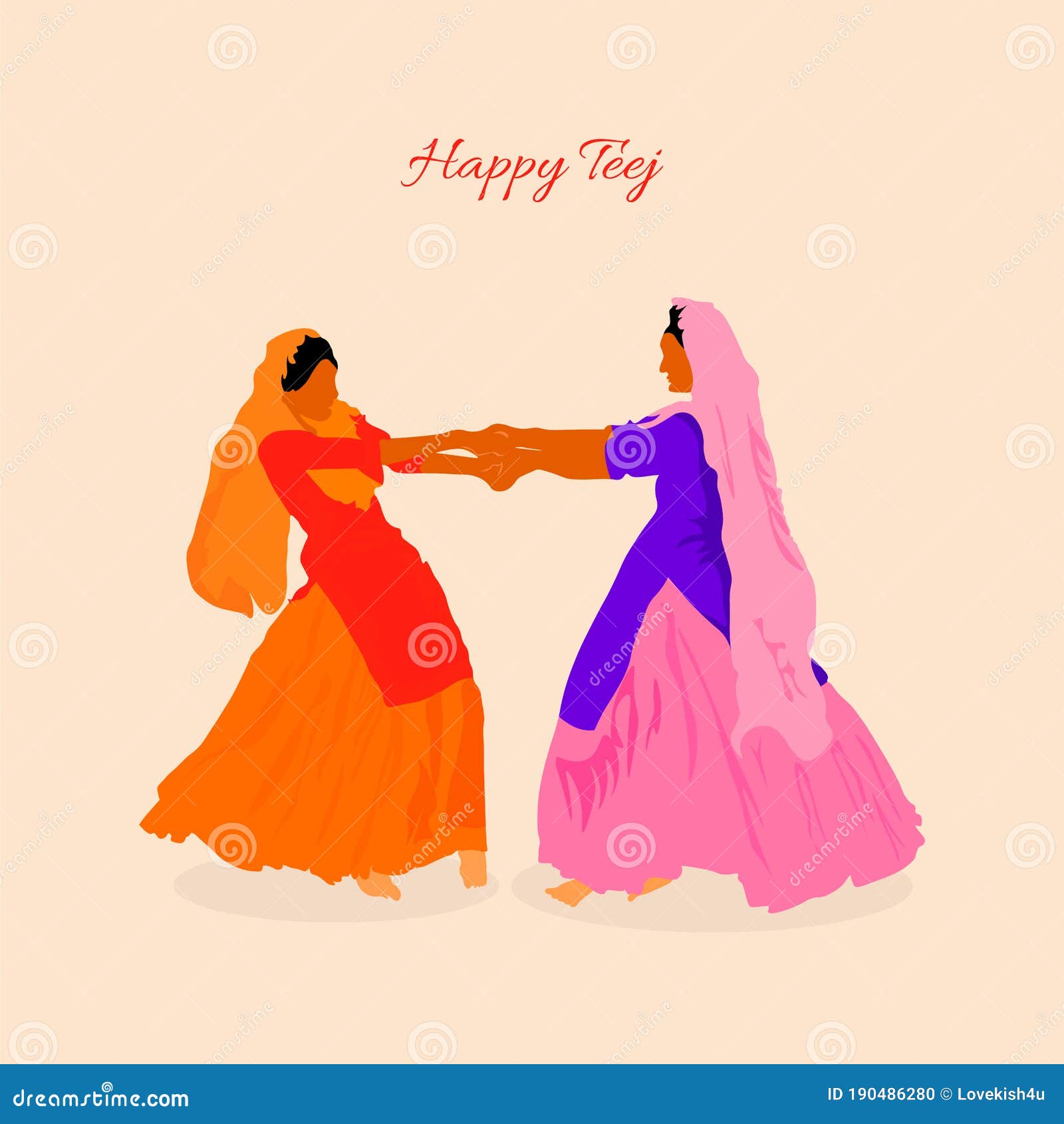 Teej Festival Celebration Flat Color Vector Faceless Characters ... Teej Festival Celebration Flat Color Vector Faceless Characters ...