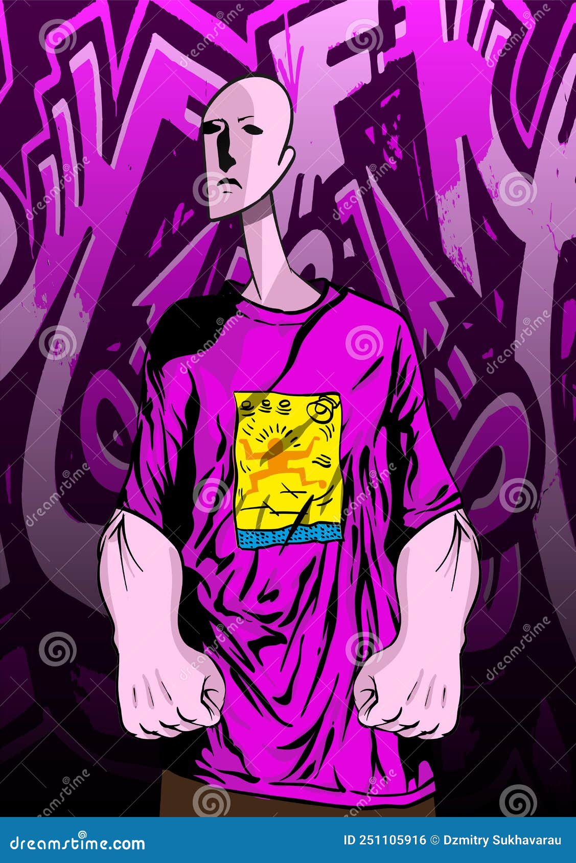 Illustration of a Teenager in Graffiti Style. Boy Stock Vector ...