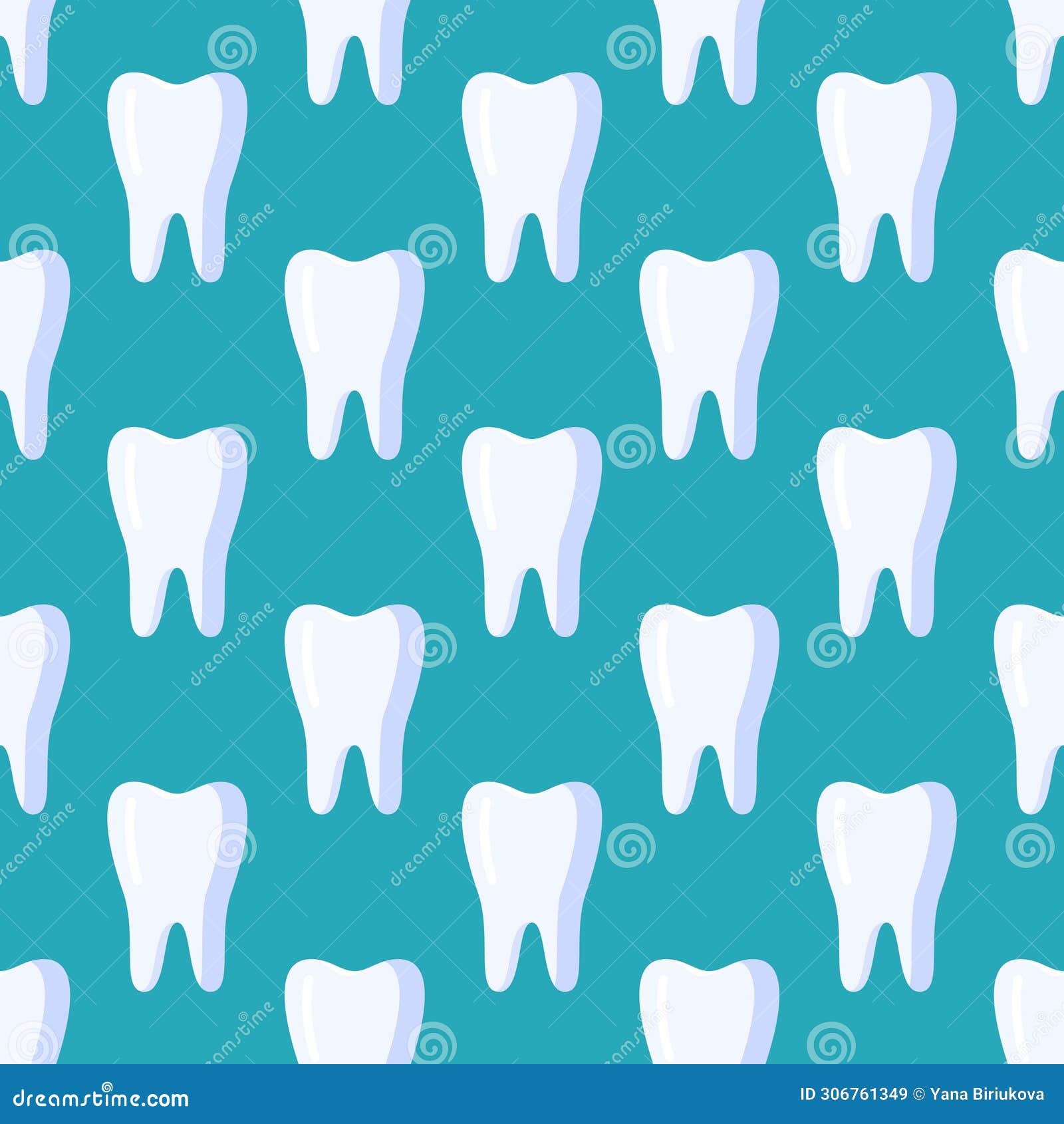 Vector Illustration of Teeth Pattern. White Teeth on Turquoise Background Stock Vector ...