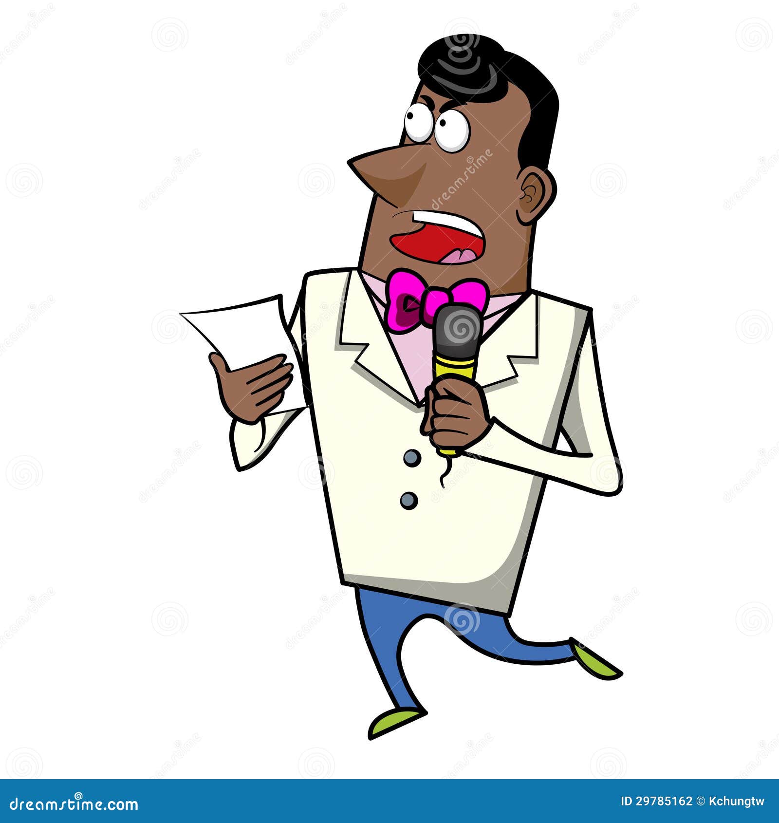 Cartoon Host Emcee with Microphone Stock Vector - Illustration of ...
