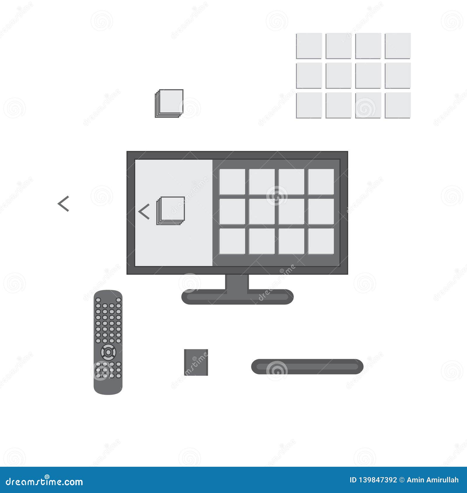 Vector Illustration of a Television with a Menu Screen Stock Vector ...