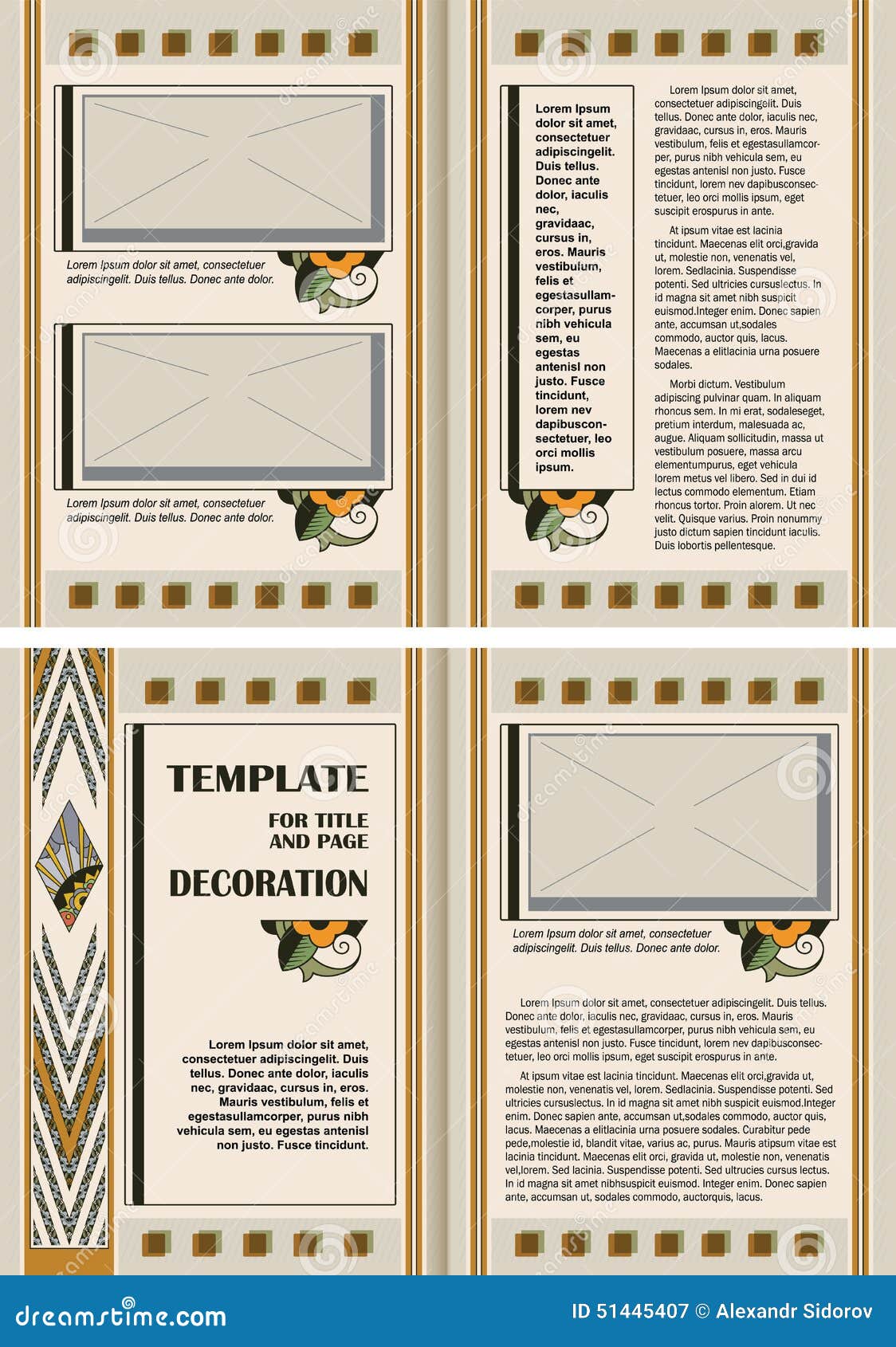 Vector Illustration. Template Booklet in Vintage Style. Stock Vector ...