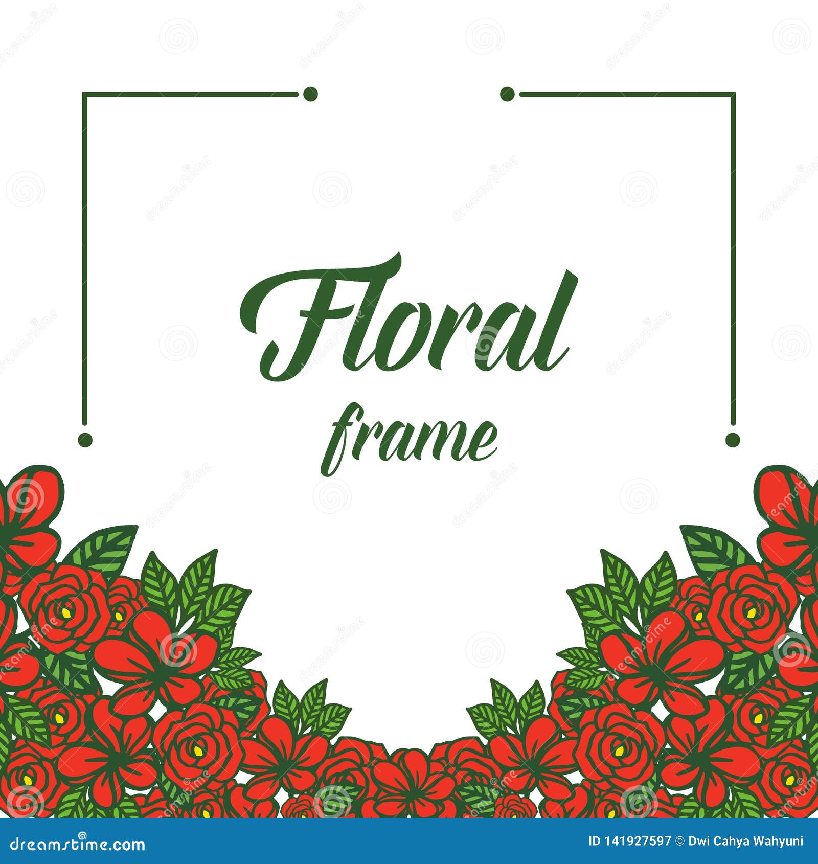 Vector Illustration Template for Elegan Red Floral Frame Stock Vector ...