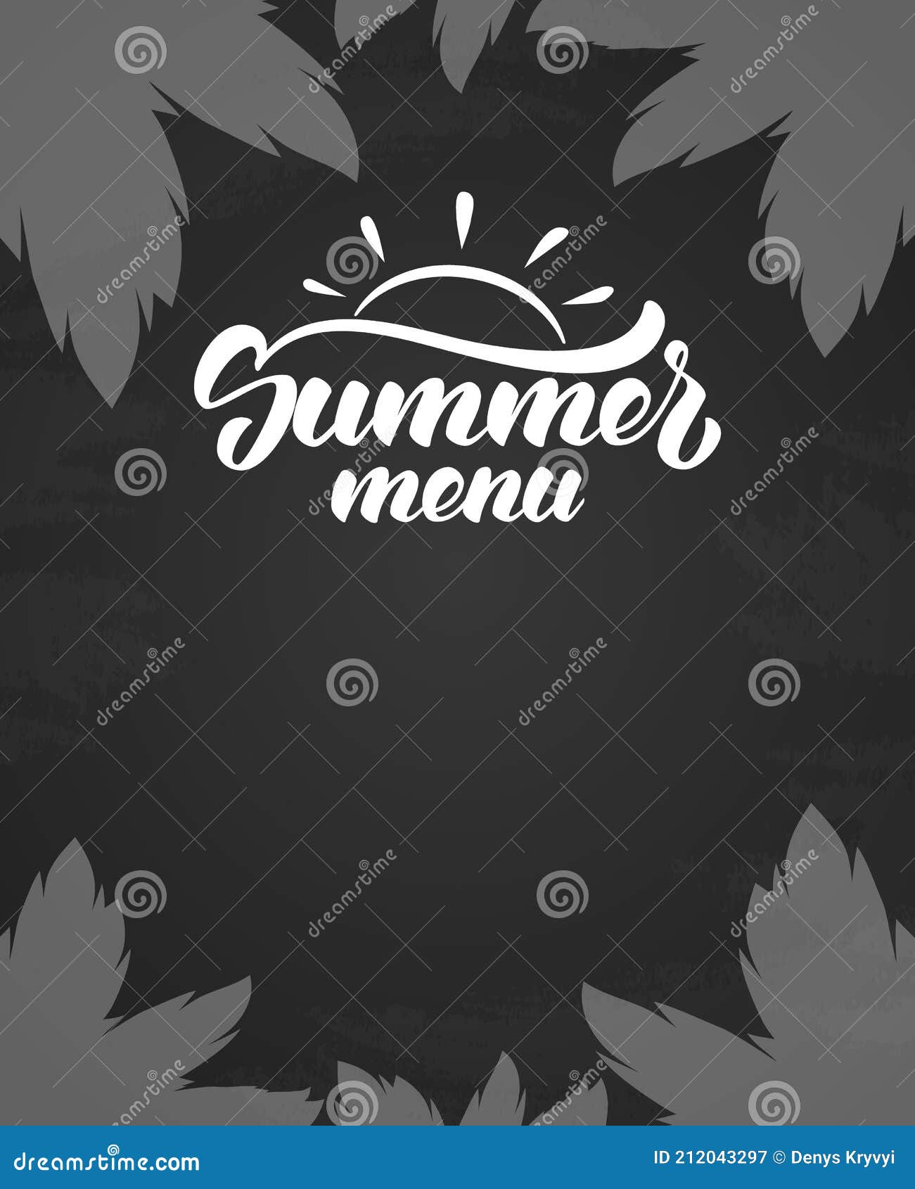 Vector Template with Hand Lettering of Summer Menu on Chalkboard ...