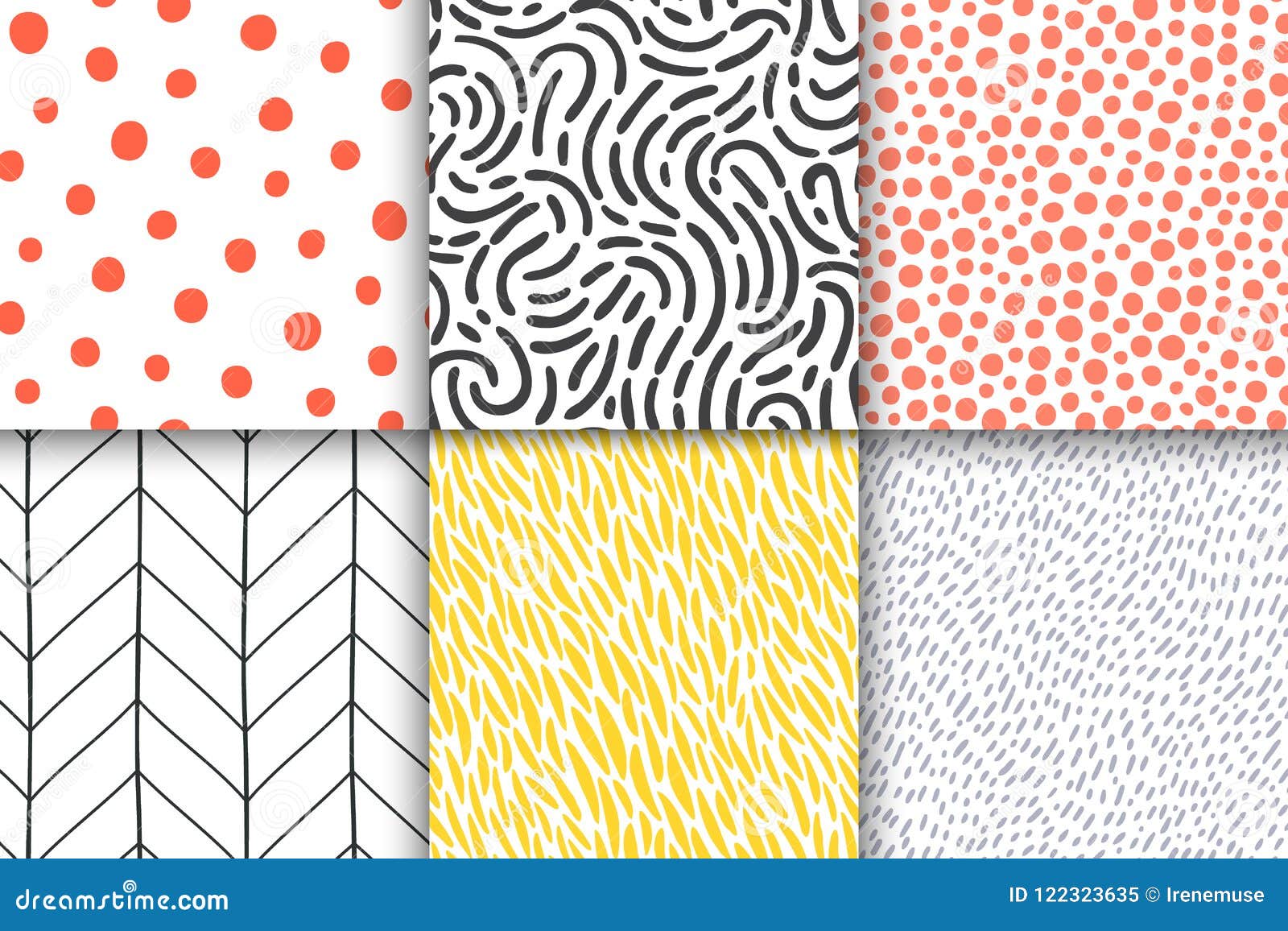 Abstract Hand Drawn Geometric Simple Minimalistic Seamless Patterns Set ...