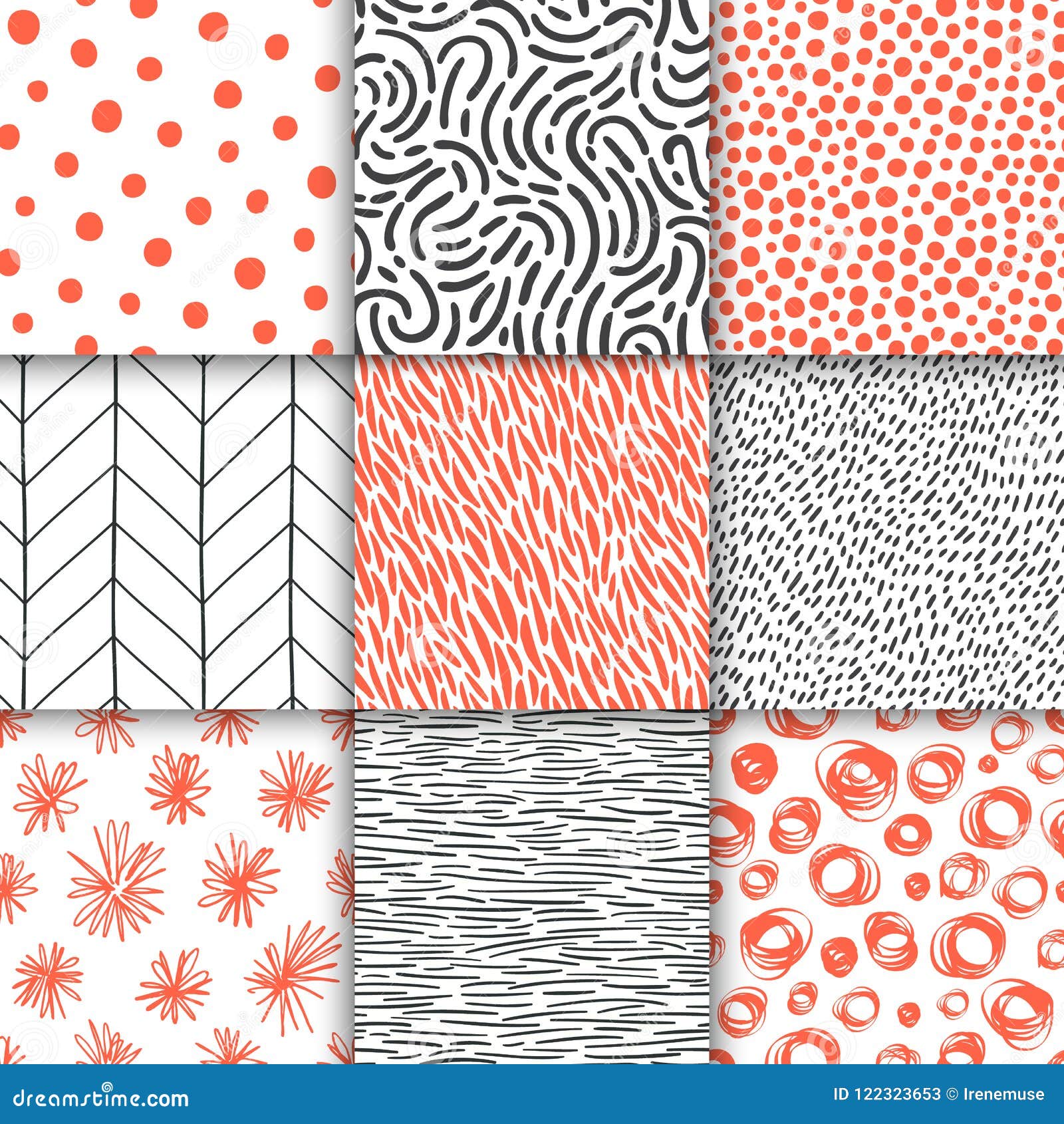 Abstract Hand Drawn Geometric Simple Minimalistic Seamless Patterns Set ...
