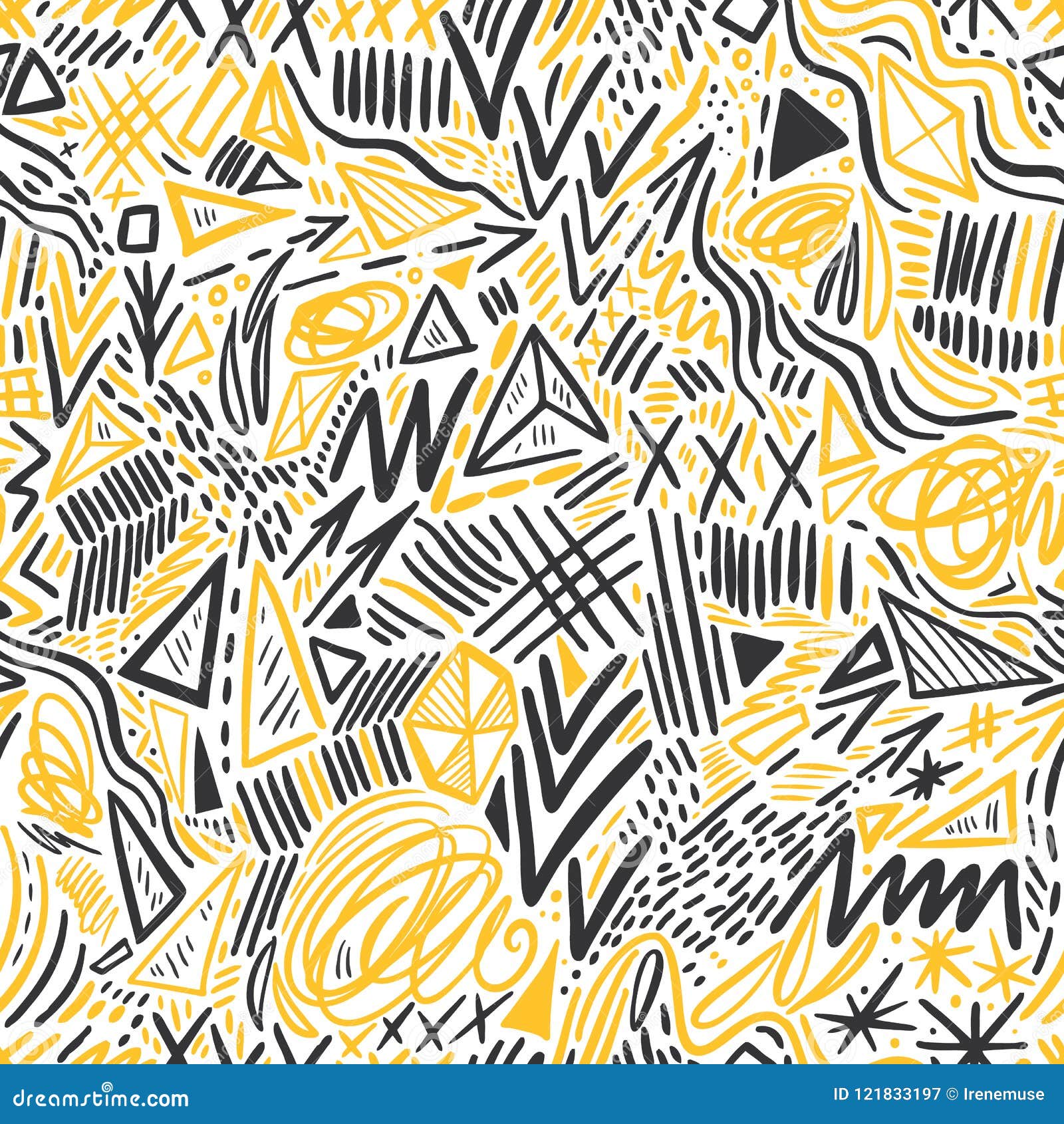 Geometric Doodle Hand Drawn Seamless Pattern. Random Decorative ...