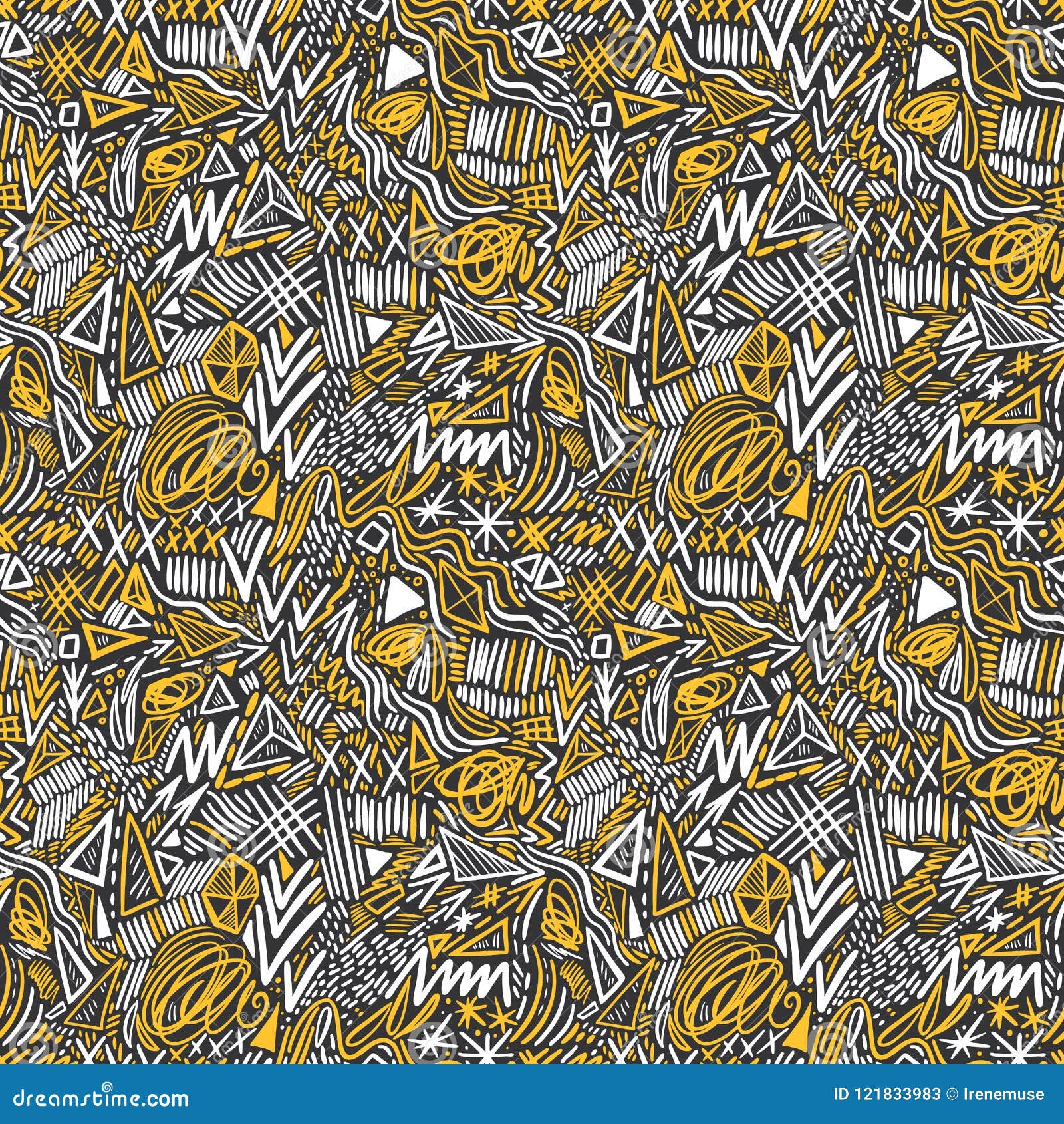 Geometric Doodle Hand Drawn Seamless Pattern. Random Decorative ...