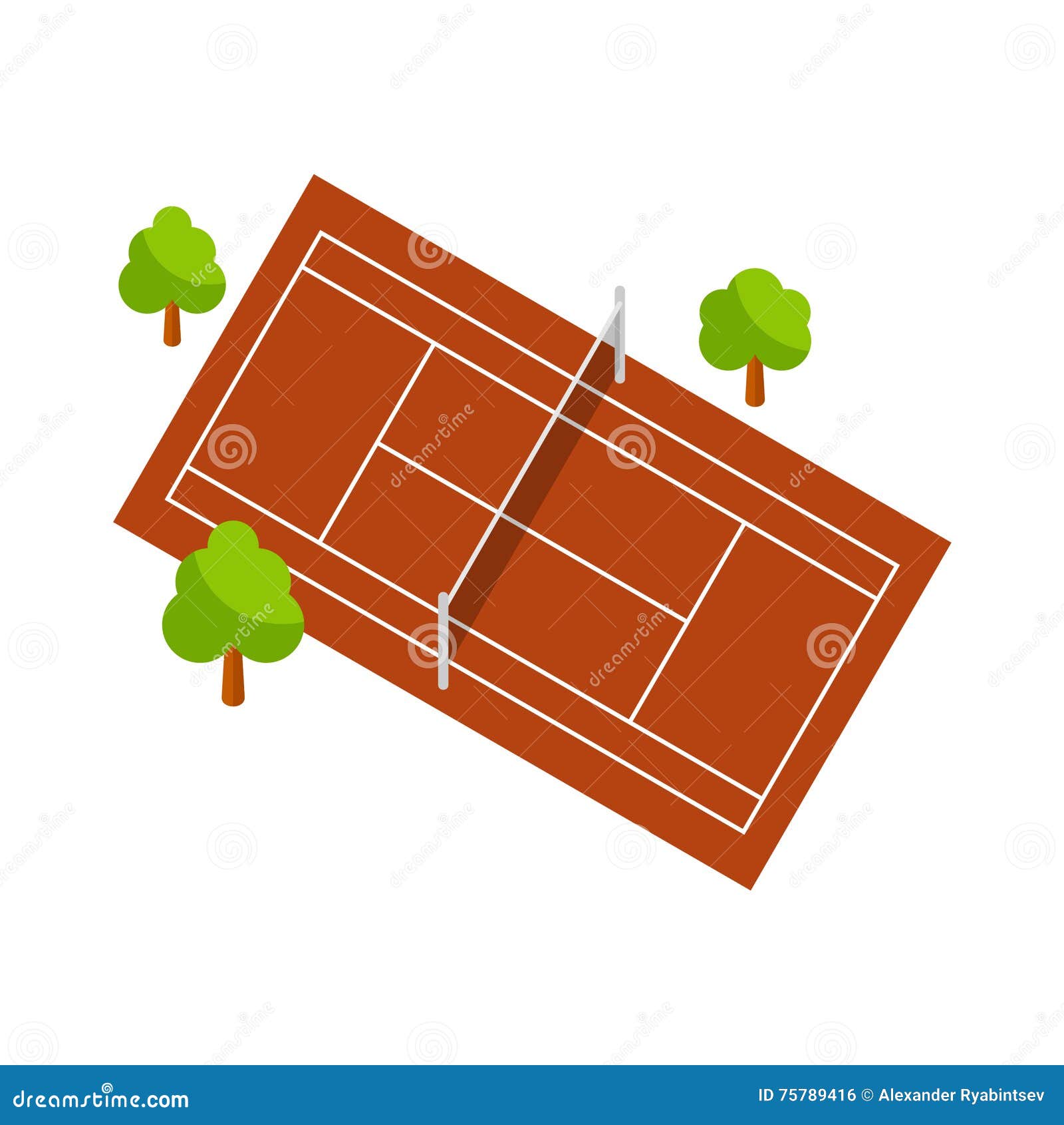 Vector Illustration of Tennis Court Stock Vector - Illustration of goal ...