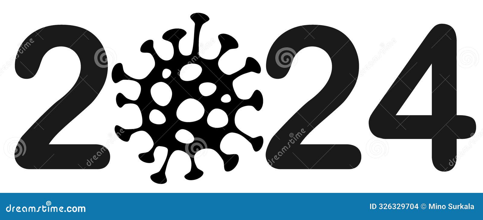 Vector Illustration with Text 2024, Covid Image instead of Zero for ...