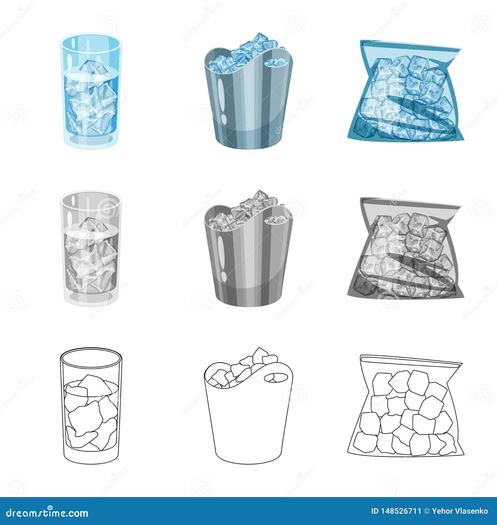 Vector Design of Texture and Frozen Symbol. Set of Texture and ...