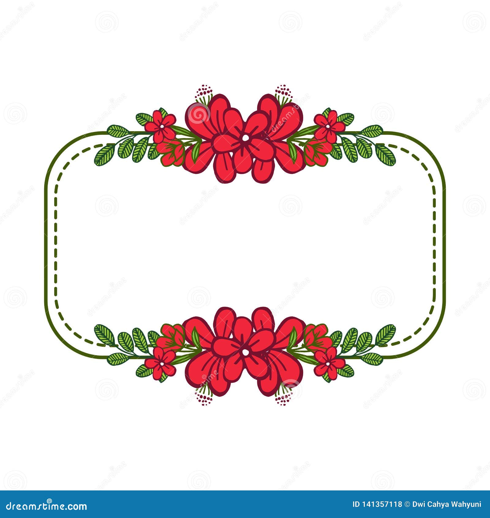 Vector Illustration Texture Red Flower Frame with White Background ...