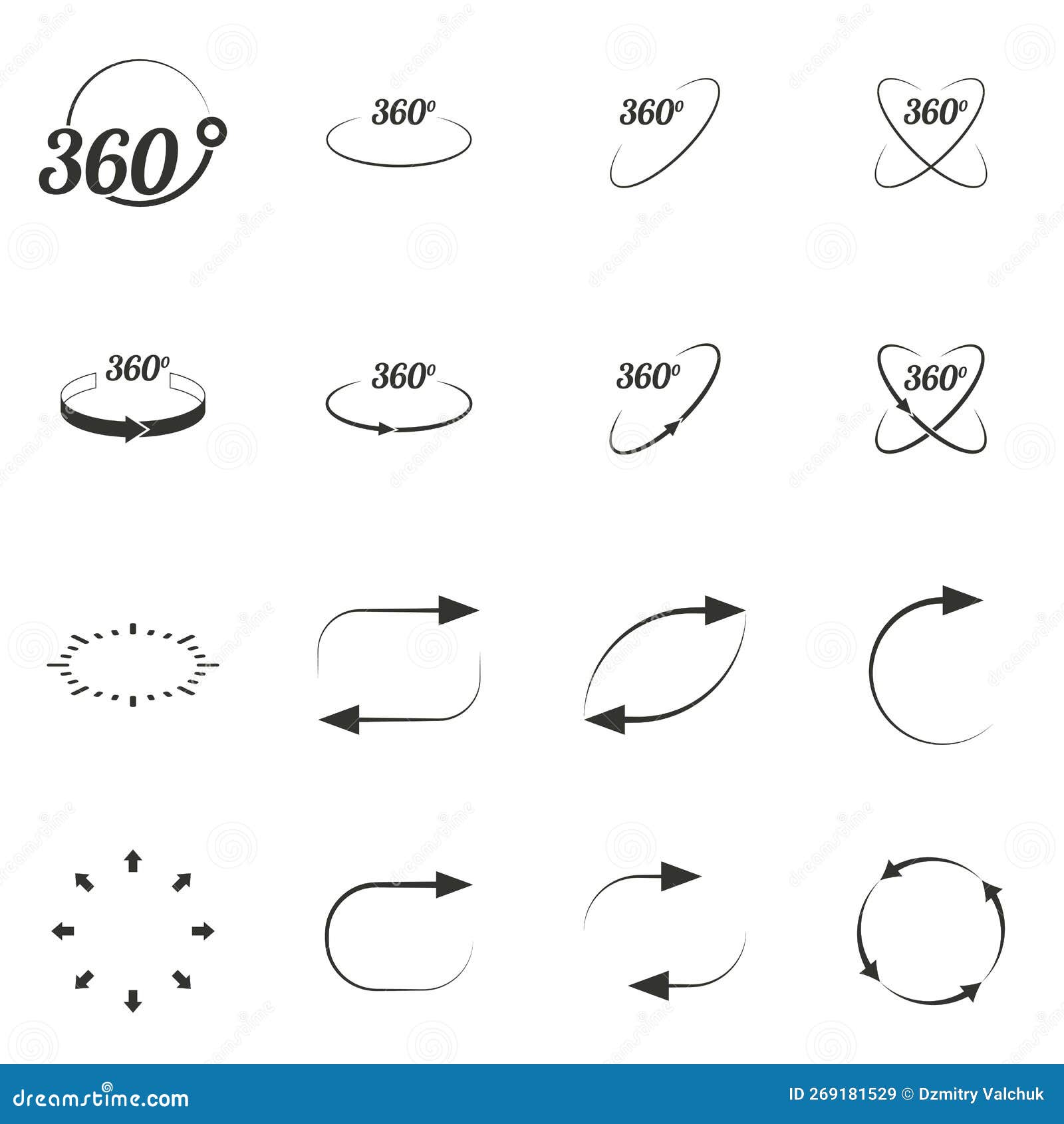 Vector Illustration on the Theme Angle 360 Degrees Sign Stock Vector ...