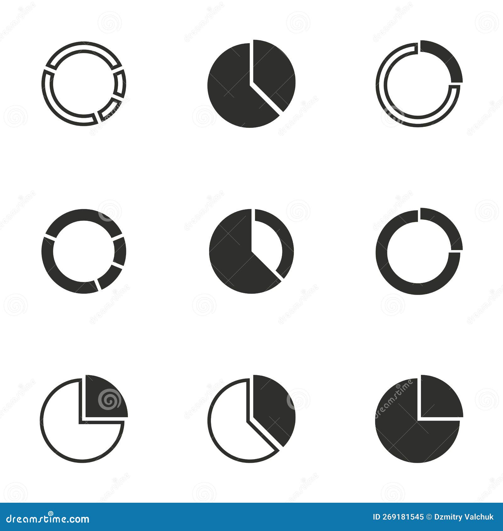 Vector Illustration on the Theme Circle, Diagram Icons Stock Vector ...