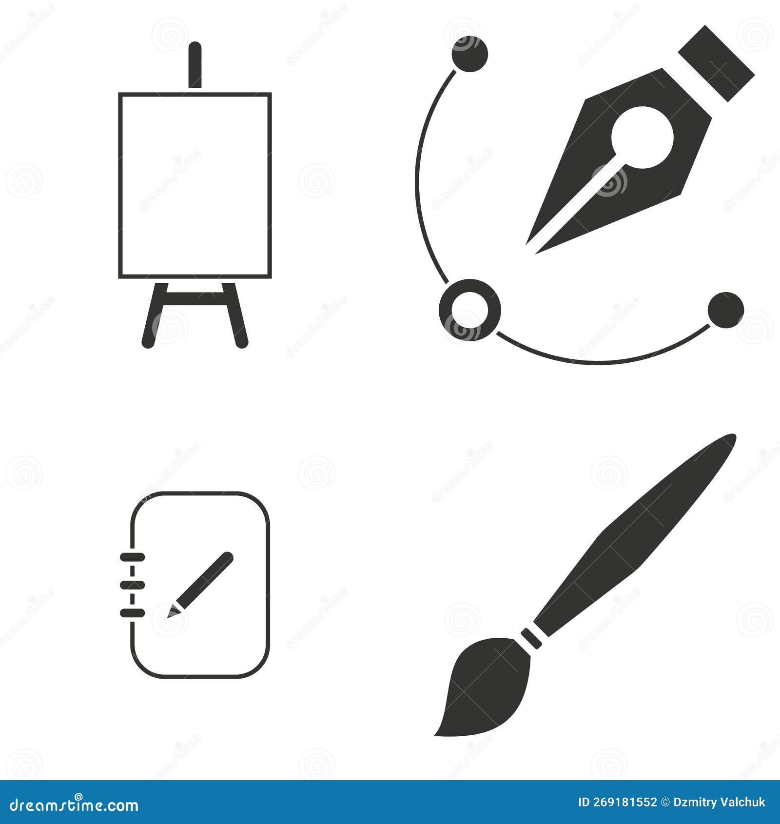 Vector Illustration on the Theme Draw Icons Stock Vector - Illustration ...