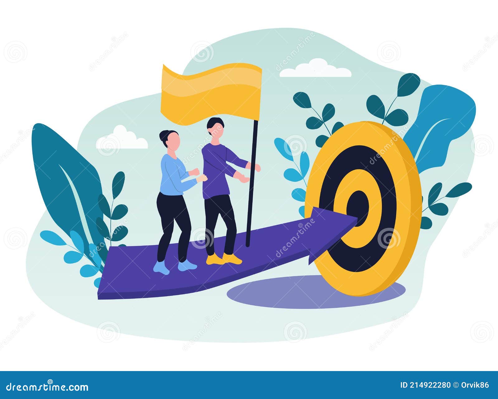 Vector Illustration on the Theme of Goal Achievement, Motivation ...