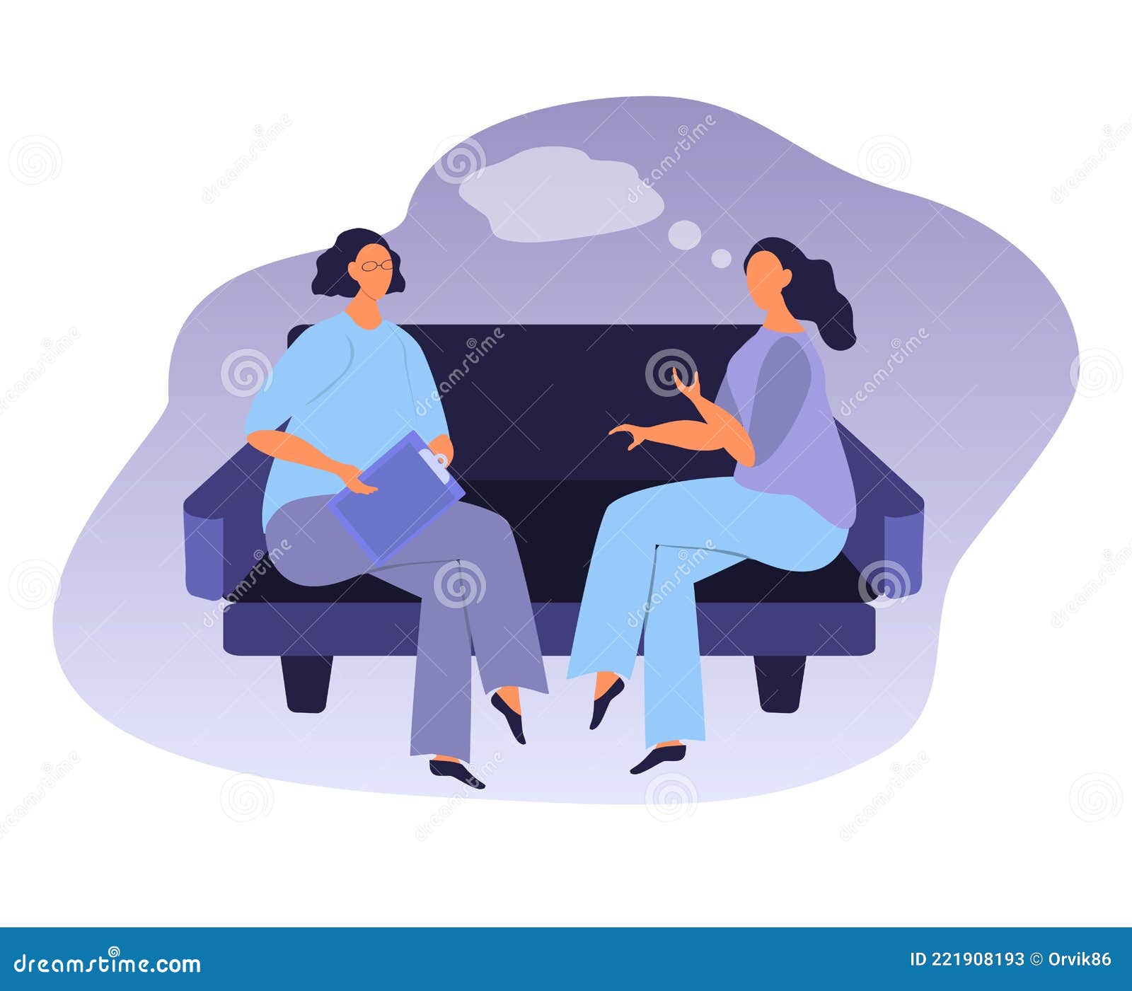 Psychologist And Patient On Psychotherapeutic Session, Flat Cartoon ...