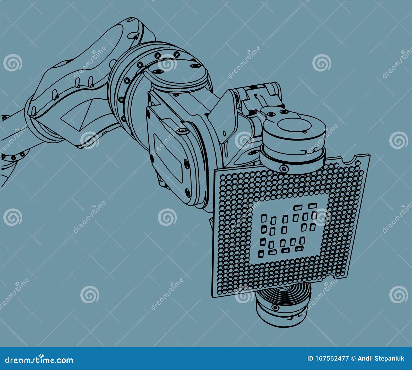 Industrial Robot and Microelectronics Stock Vector - Illustration of ...