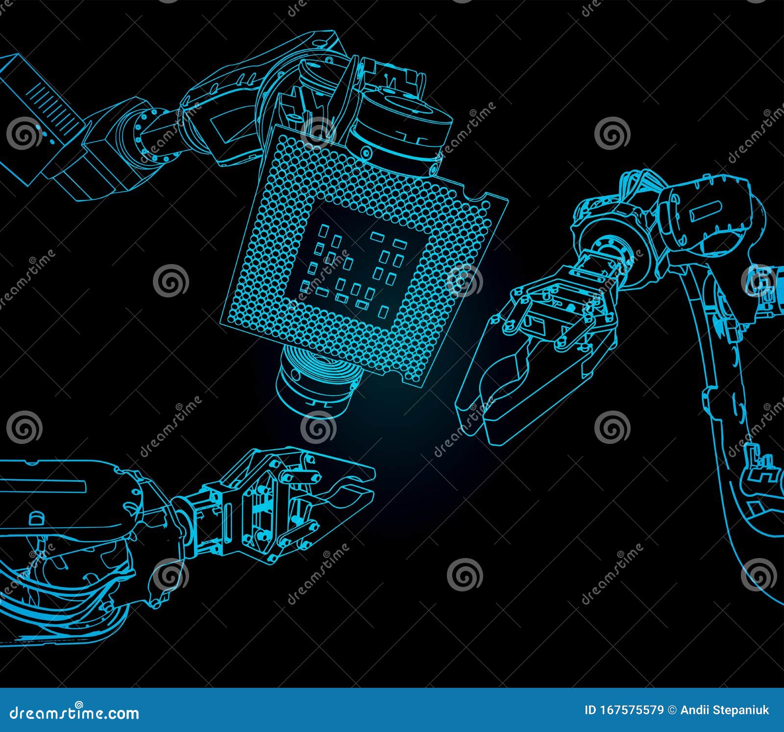 Industrial Manipulators And Microelectronics Cartoon Vector | CartoonDealer.com #167575625
