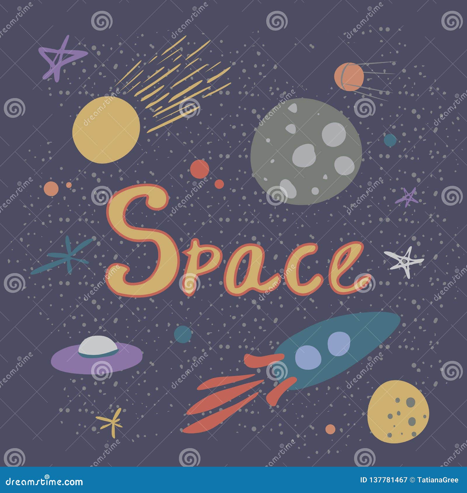Vector Illustration on the Theme of Space Stock Vector - Illustration ...