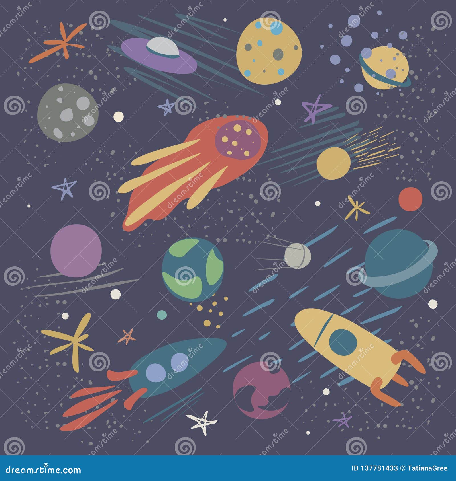 Vector Illustration on the Theme of Space Stock Vector - Illustration ...
