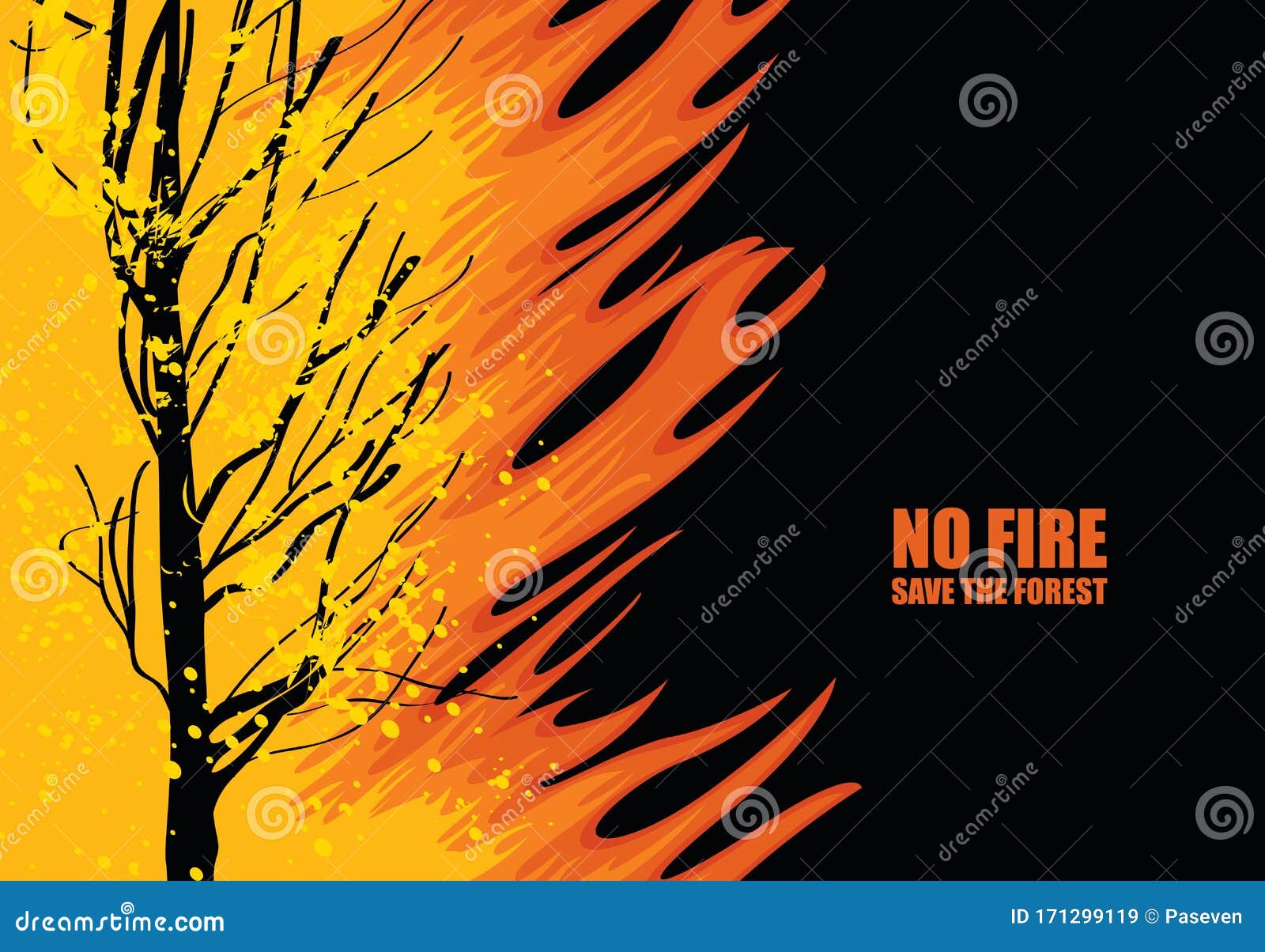 Save The Forest, ECO Poster On The Theme Of Wildfires Cartoon Vector ...